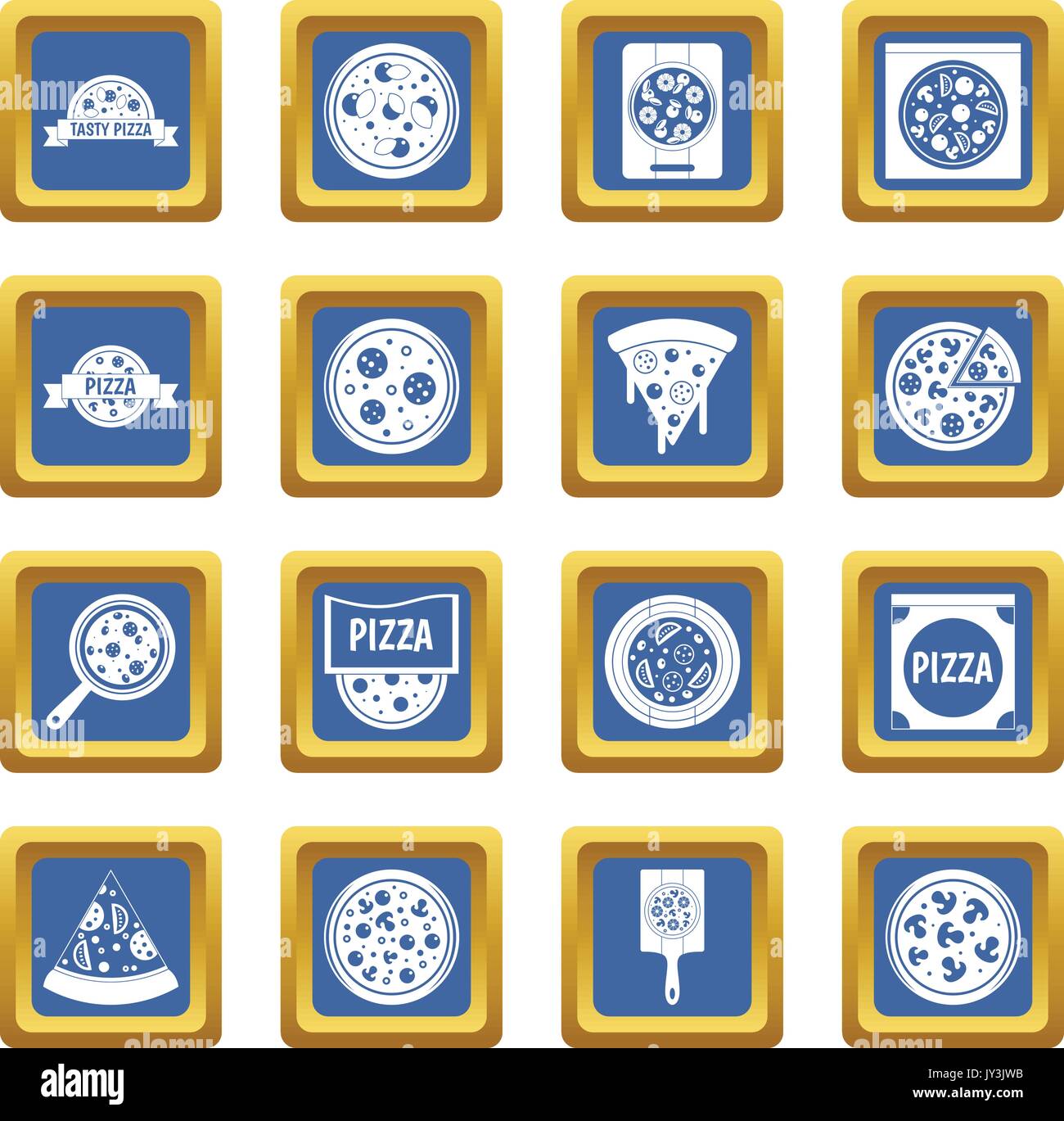 Pizza icons set blue Stock Vector Image & Art - Alamy