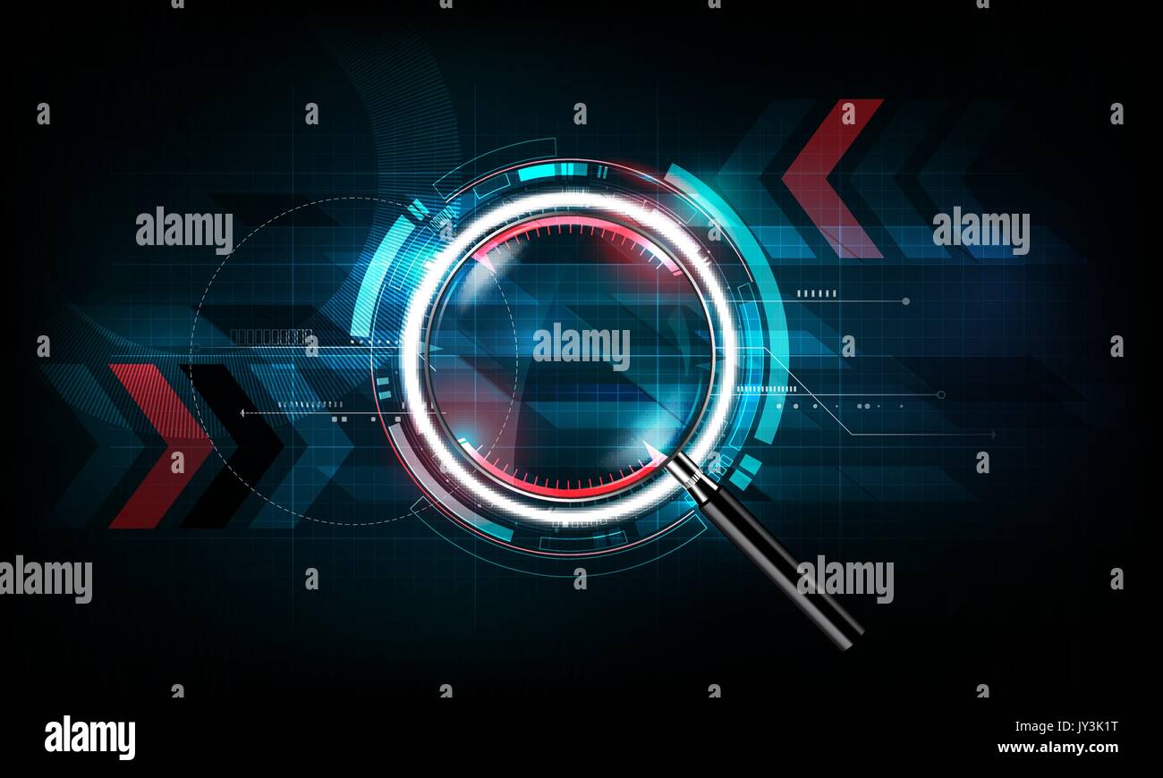 magnifying glass with scan search concept and futuristic electronic ...