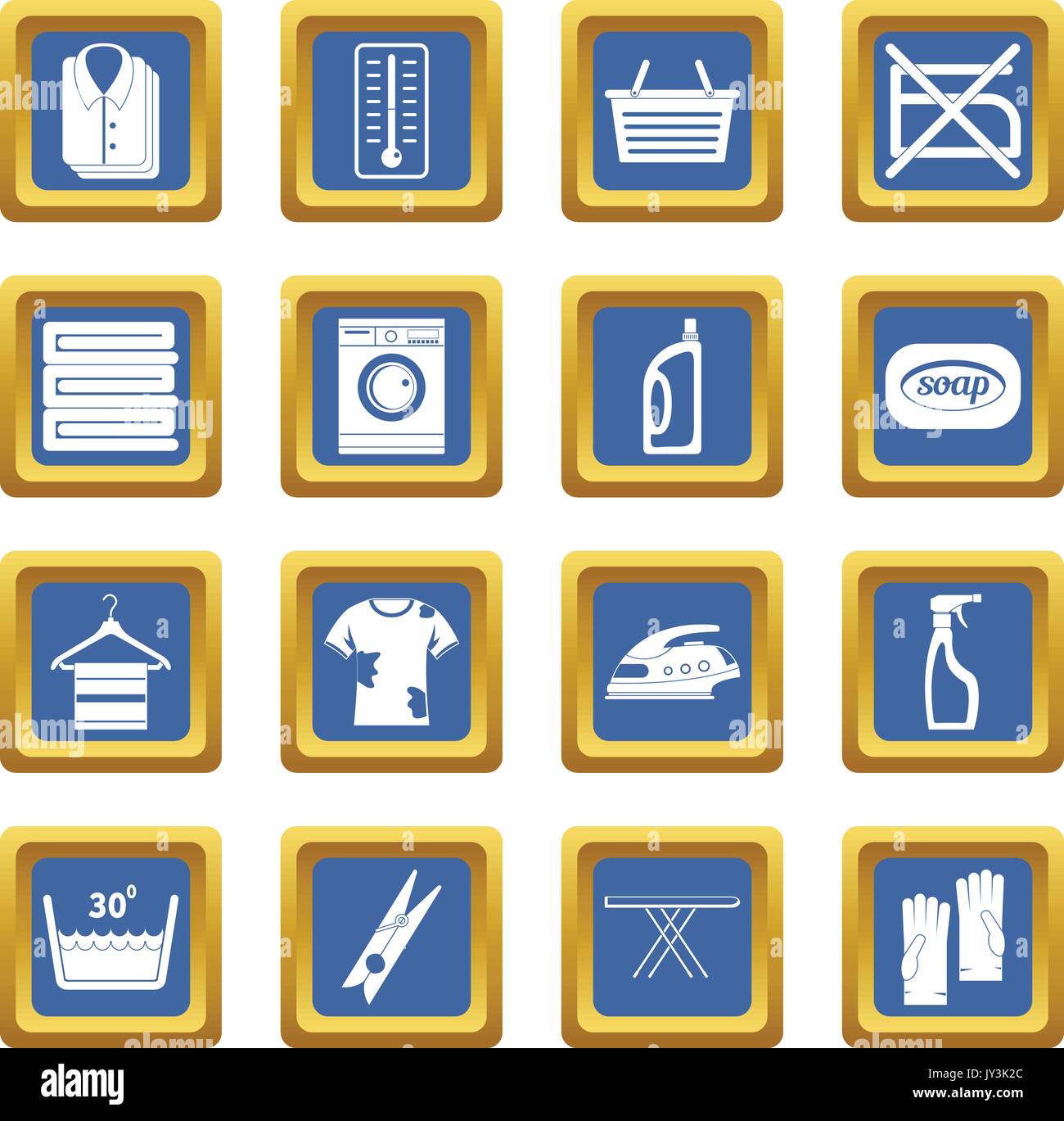 Laundry icons set blue Stock Vector Image & Art - Alamy