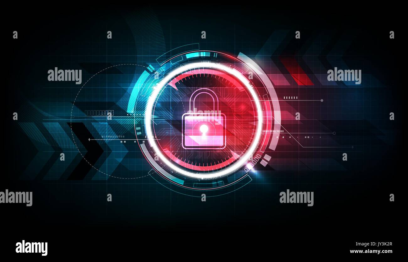 Padlock with security lock concept and futuristic electronic technology ...