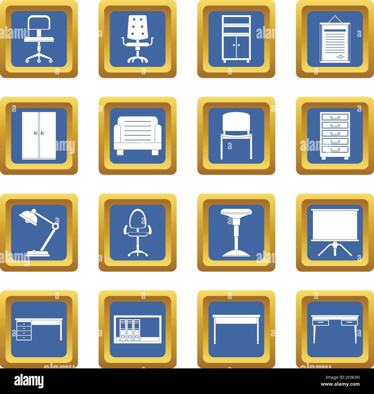 Office furniture icons set blue Stock Vector Image & Art - Alamy