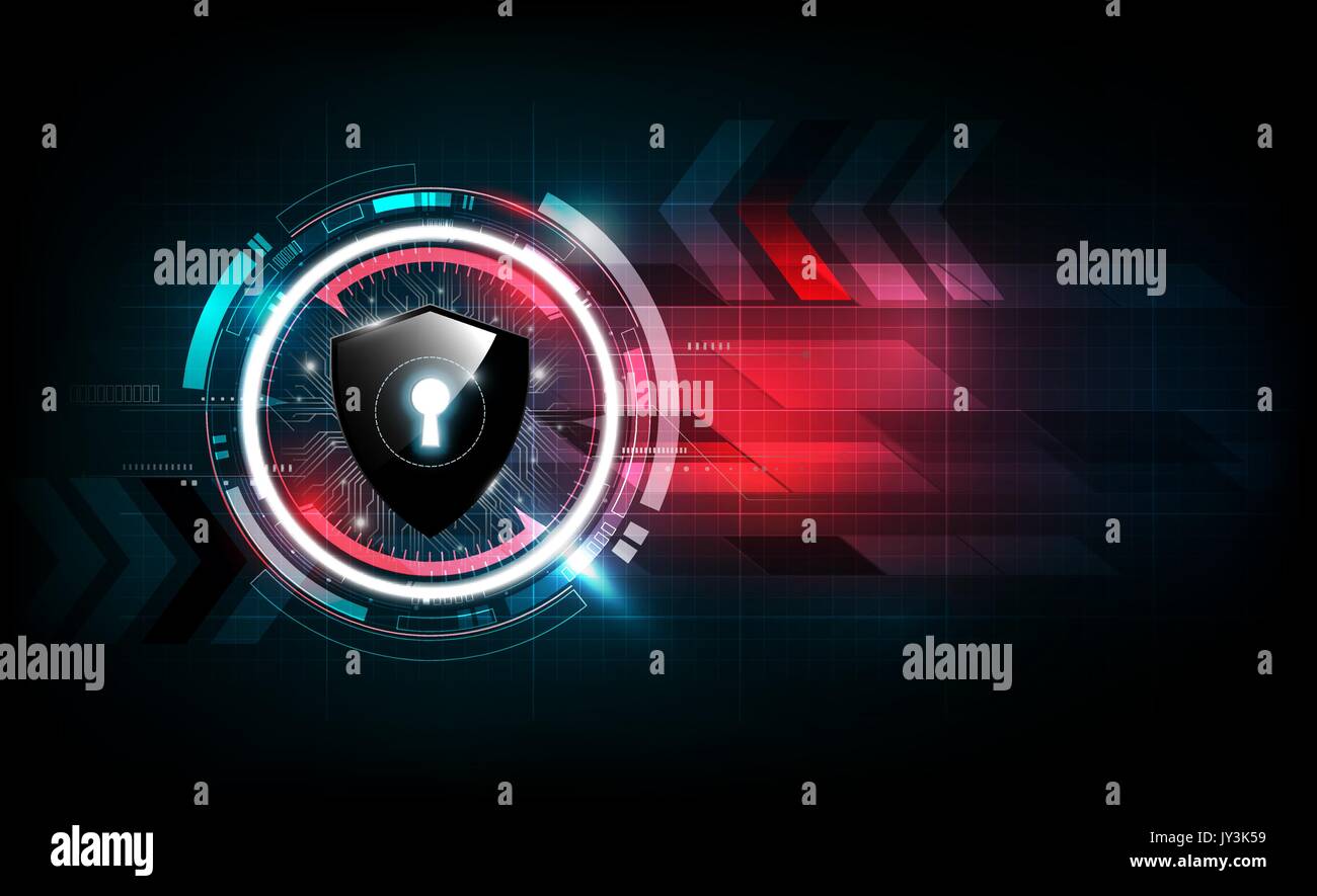 Lock shield with security lock concept and futuristic electronic ...