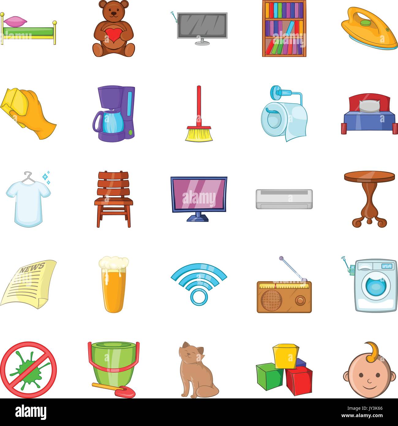 Summer courtyard icons set, cartoon style Stock Vector Image & Art - Alamy