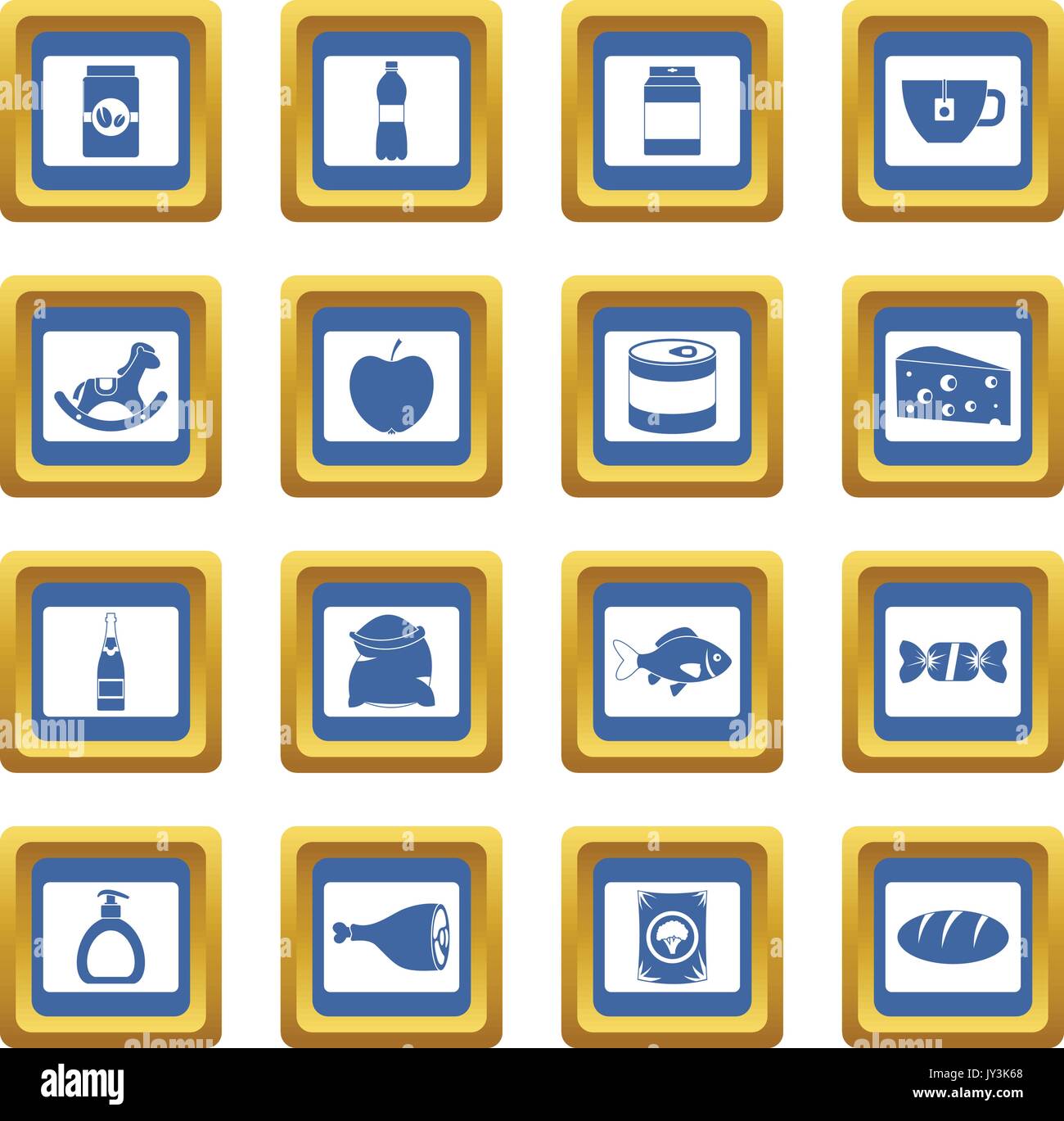 Shop navigation foods icons set blue Stock Vector Image & Art - Alamy