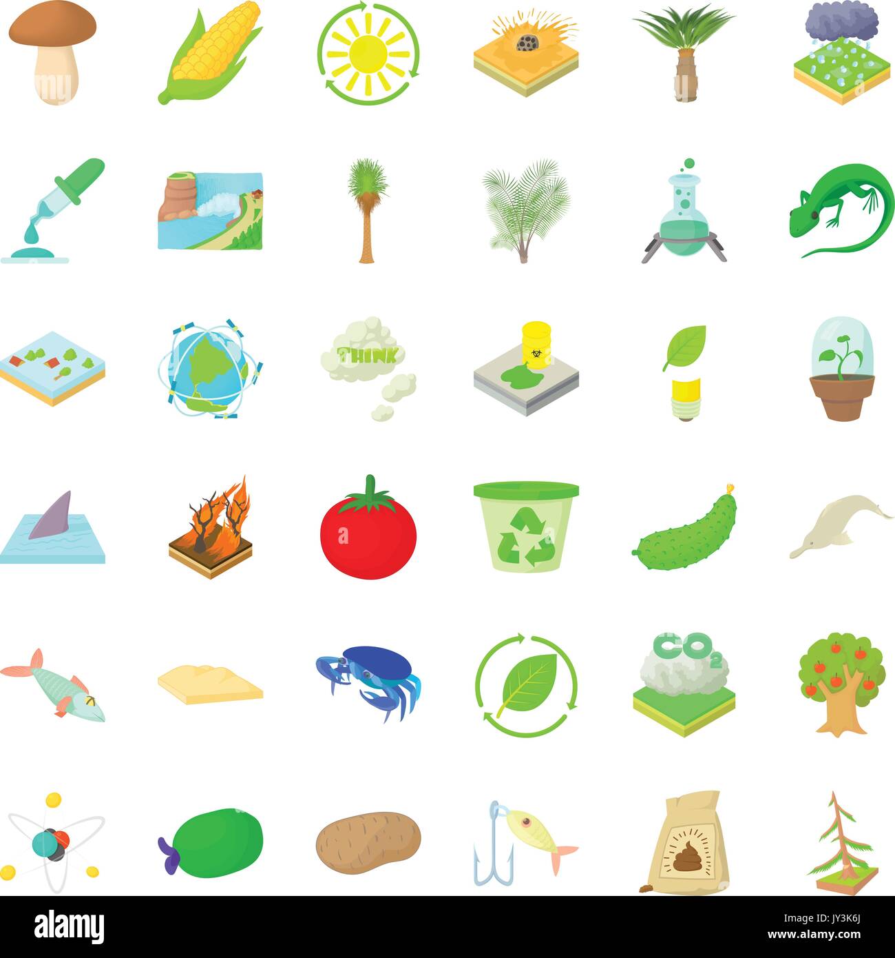 Biology in nature icons set, cartoon style Stock Vector Image & Art - Alamy
