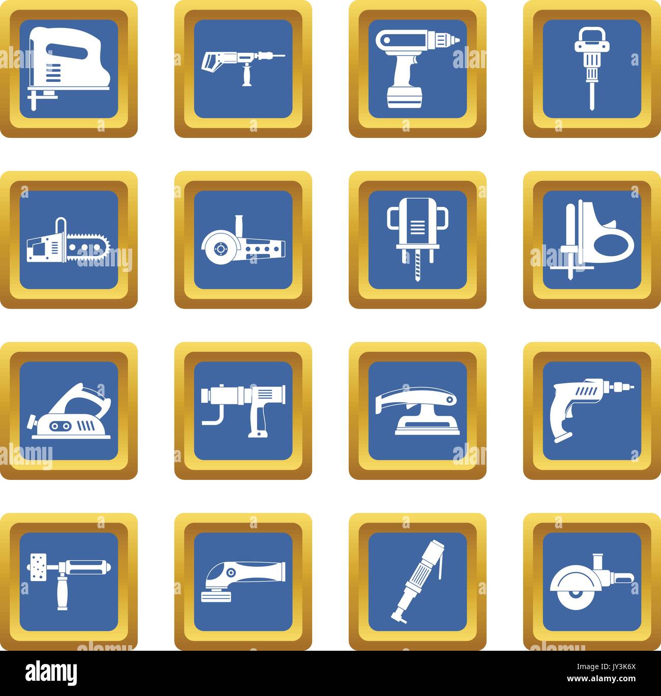 Electric tools icons set blue Stock Vector Image & Art - Alamy