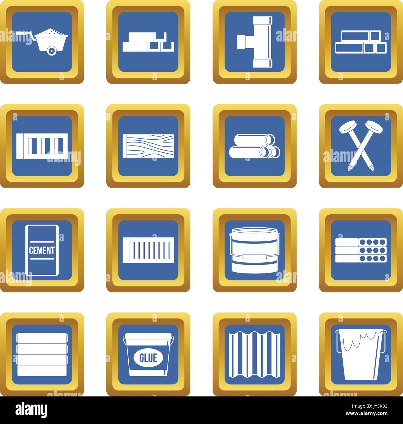 Building materials icons set blue Stock Vector Image & Art - Alamy