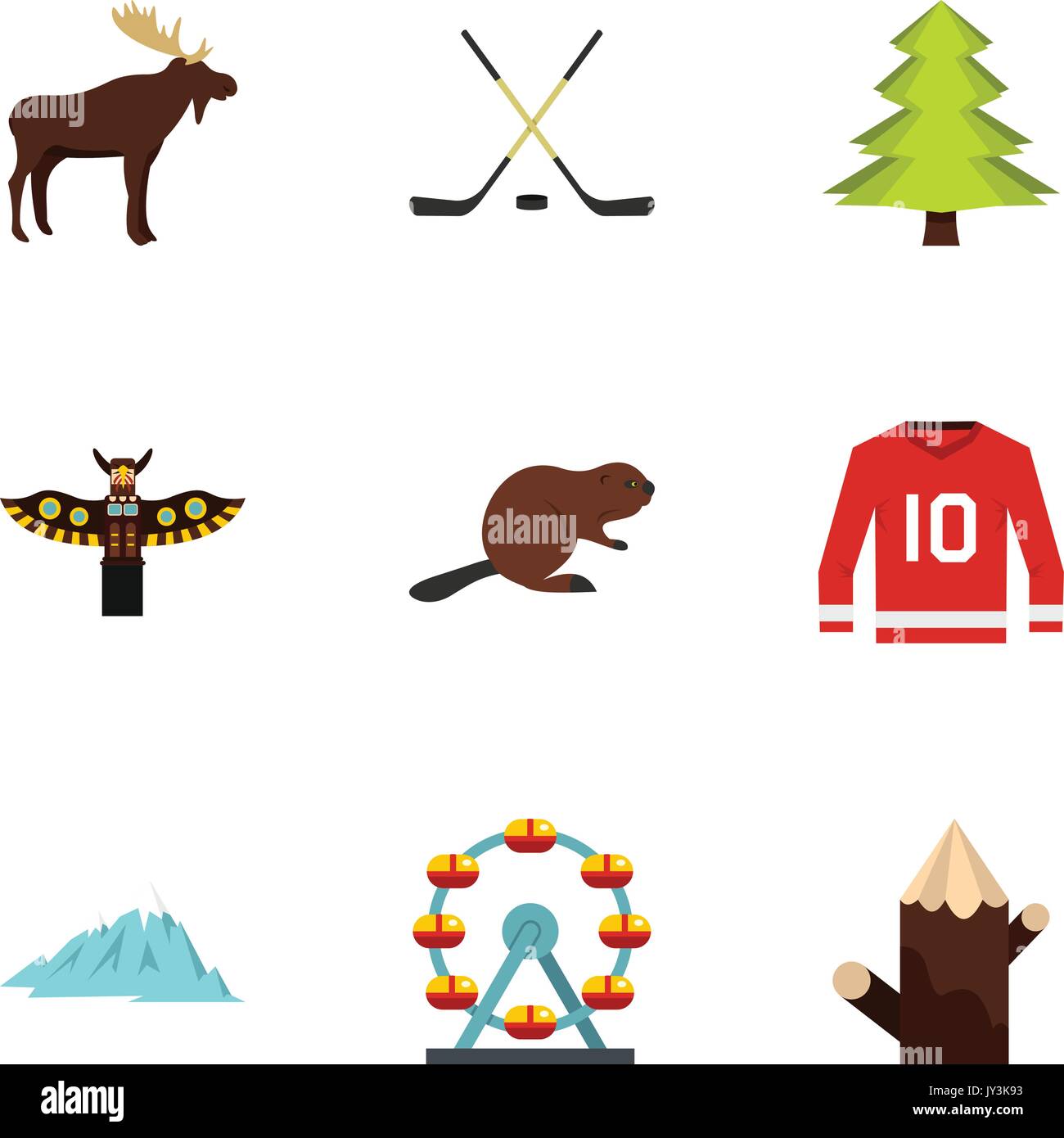 Canadian symbols icon set, flat style Stock Vector Image & Art - Alamy