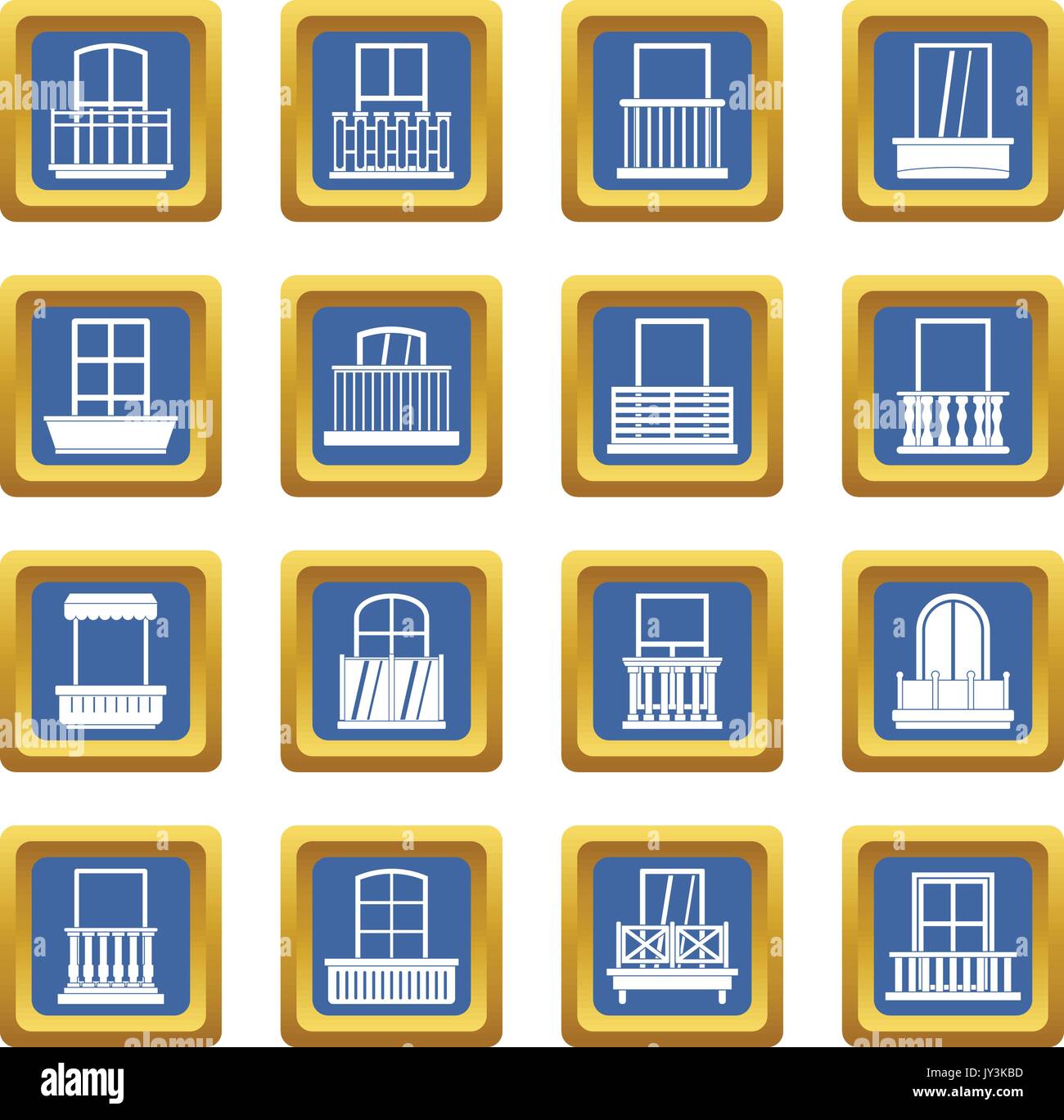 Window forms icons set blue Stock Vector Image & Art - Alamy