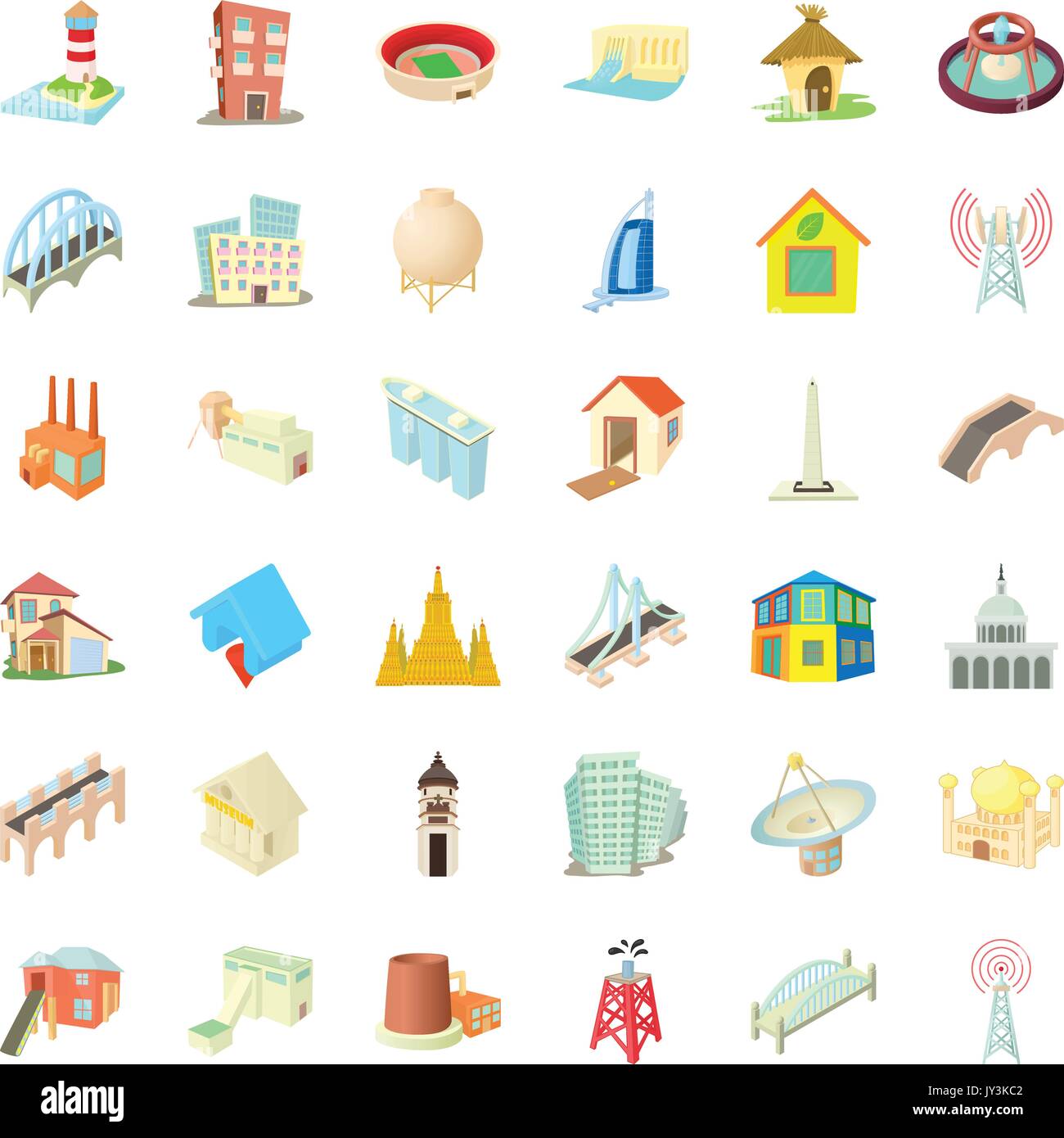 City building icons set, cartoon style Stock Vector Image & Art - Alamy