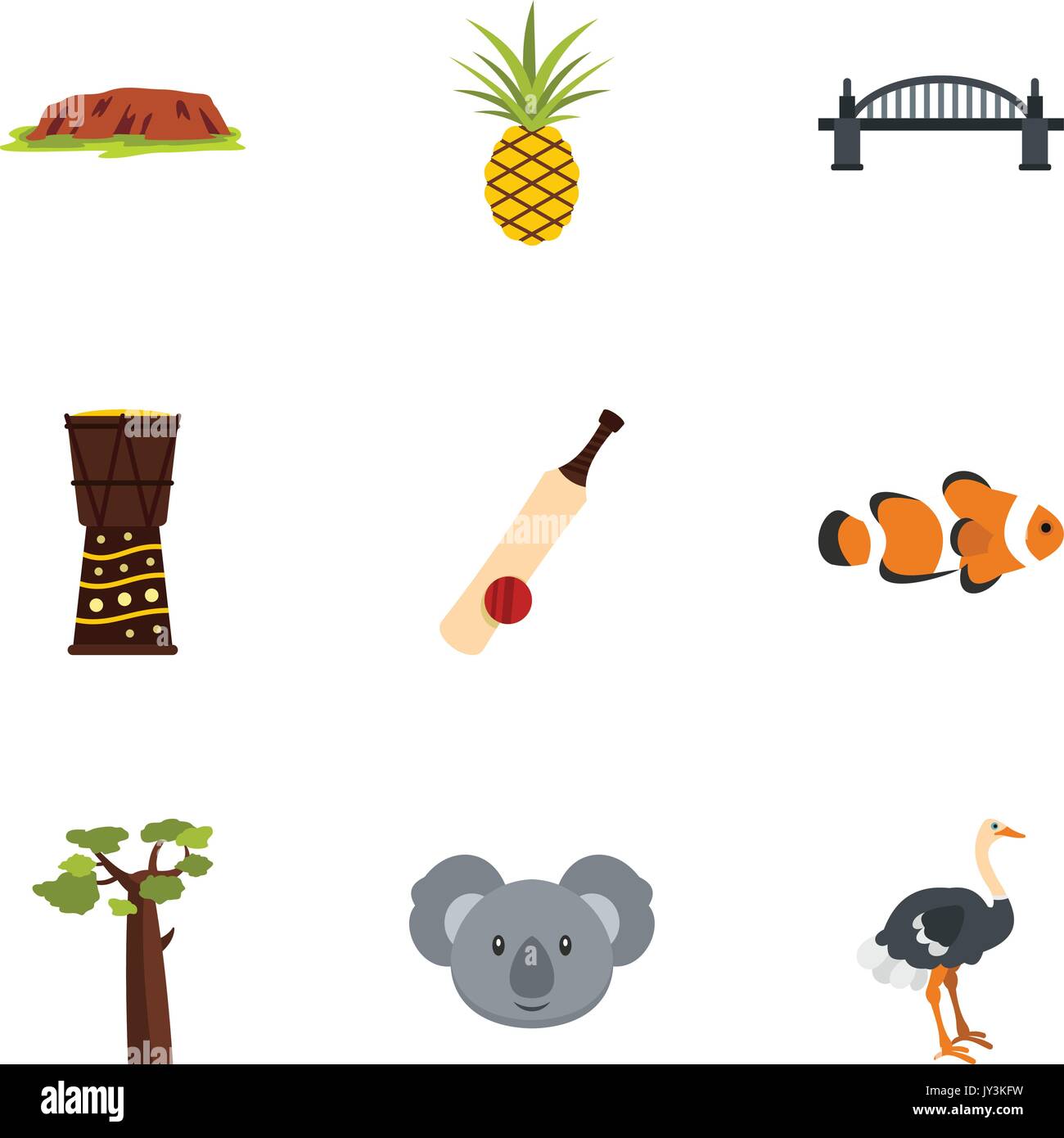 Australian symbols icon set, flat style Stock Vector Image & Art - Alamy