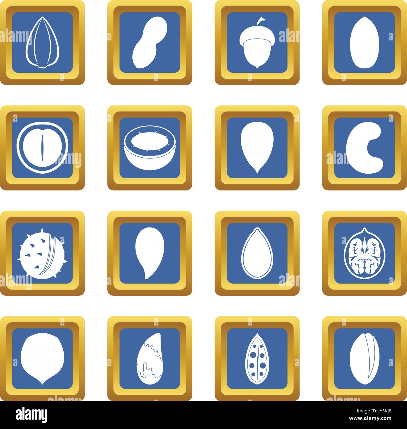 Nuts icons set blue Stock Vector Image & Art - Alamy