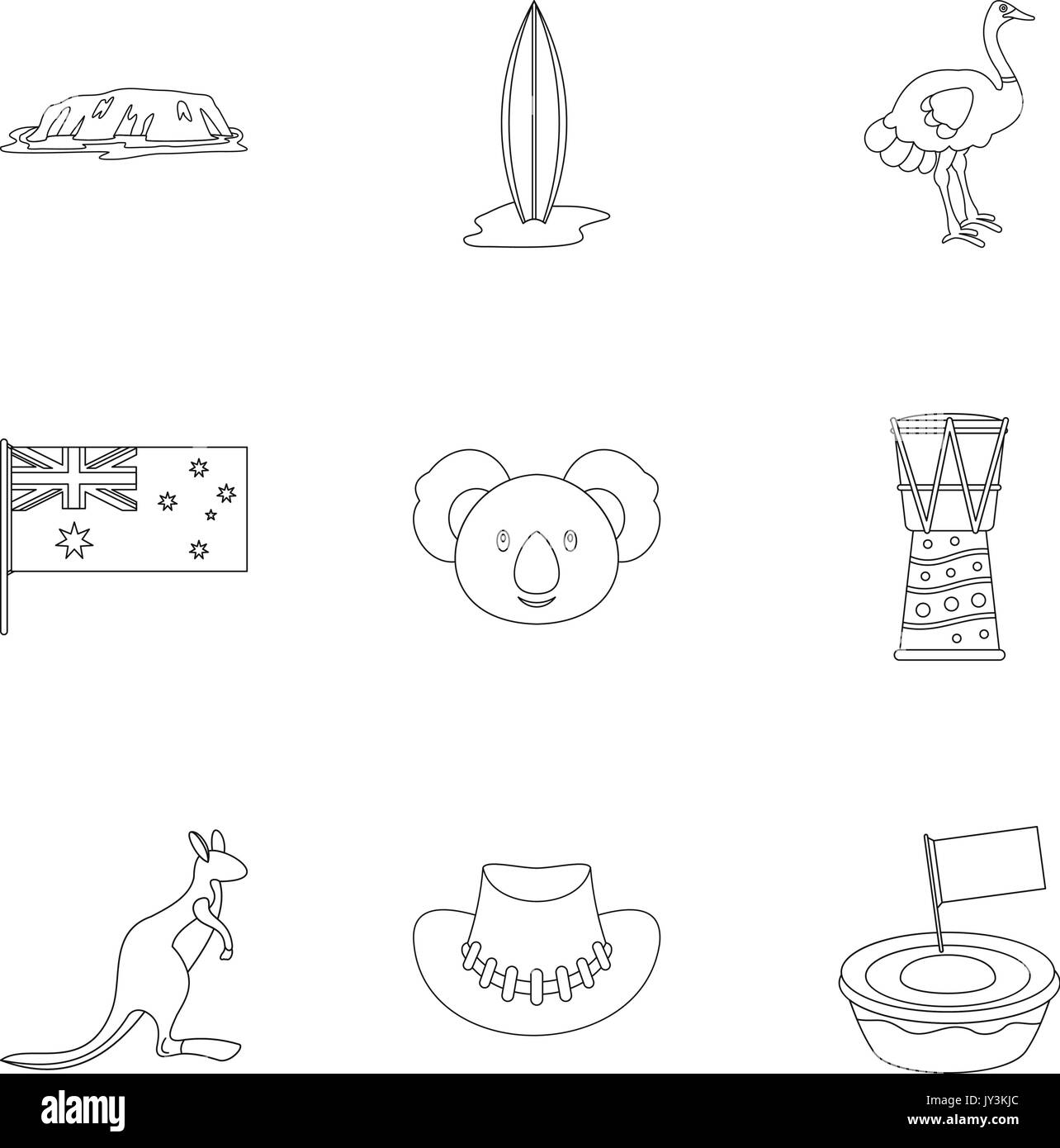 Landmarks of Australia icon set, outline style Stock Vector Image & Art ...