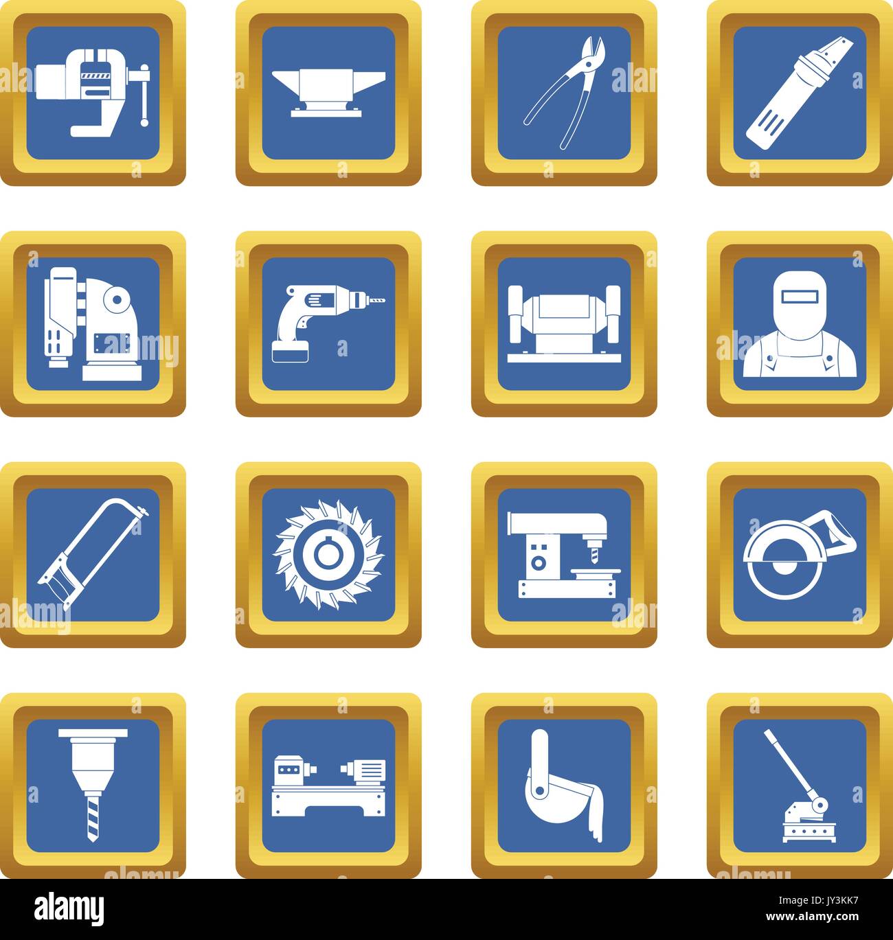 Metal working icons set blue Stock Vector Image & Art - Alamy