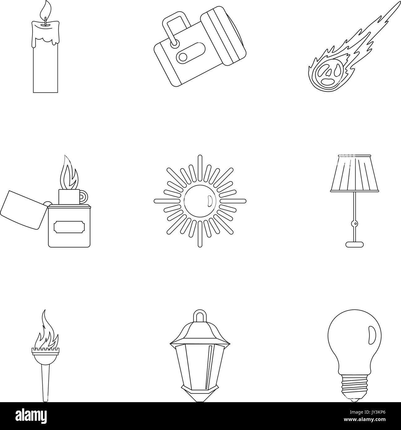 Light symbols icon set, outline style Stock Vector Image & Art - Alamy