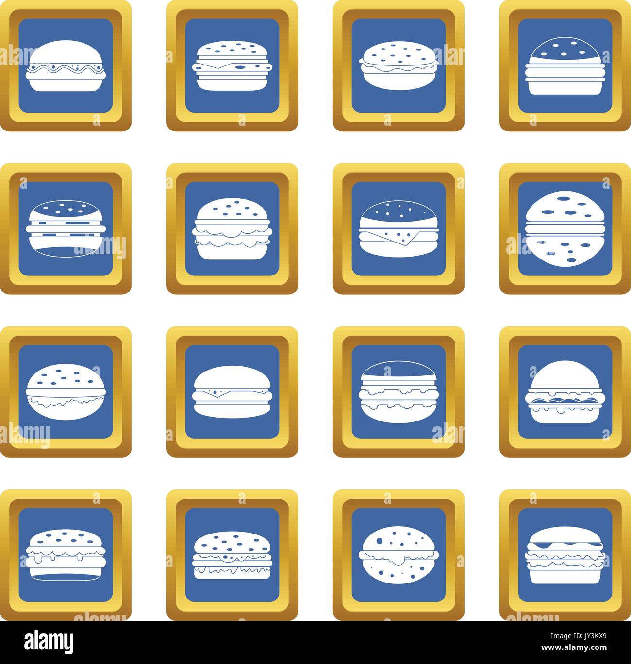 Burger icons set blue Stock Vector Image & Art - Alamy