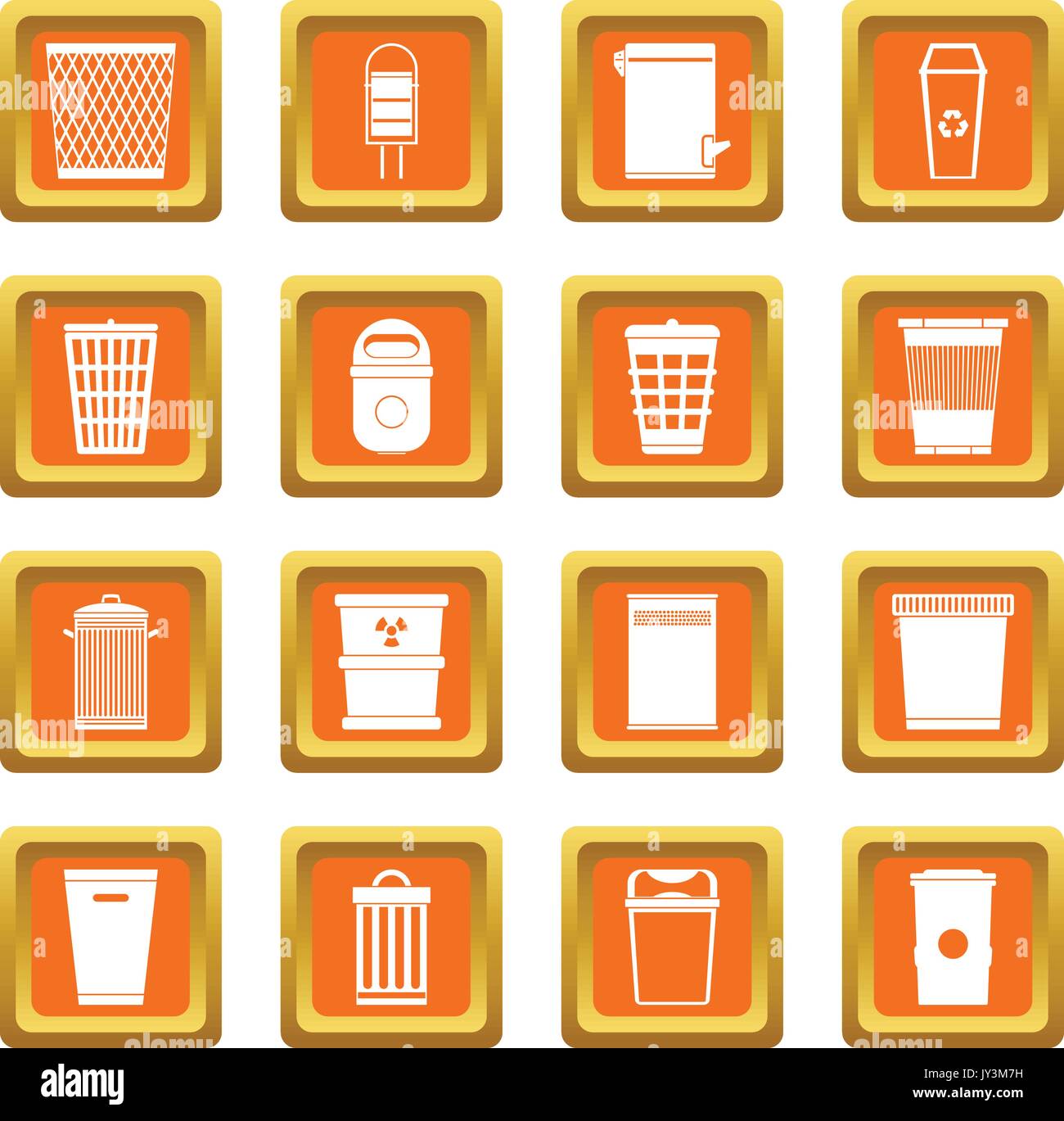 Trash can icons set orange Stock Vector Image & Art - Alamy