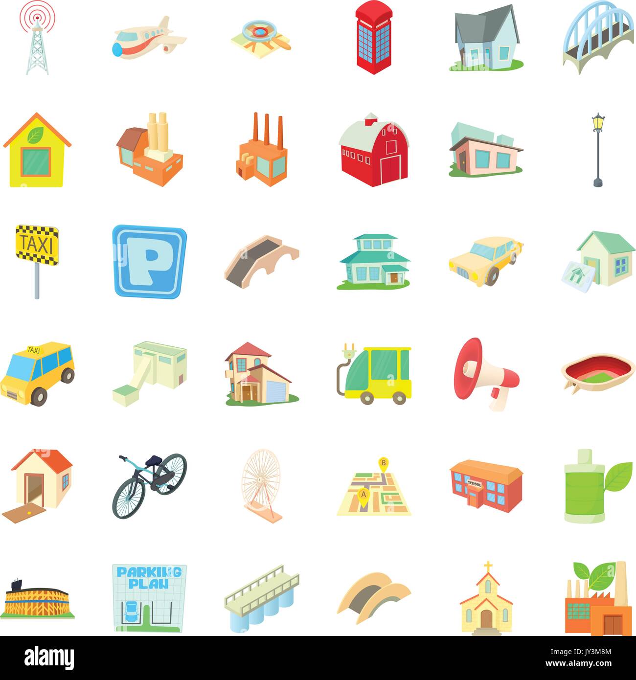 City street icons set, cartoon style Stock Vector Image & Art - Alamy