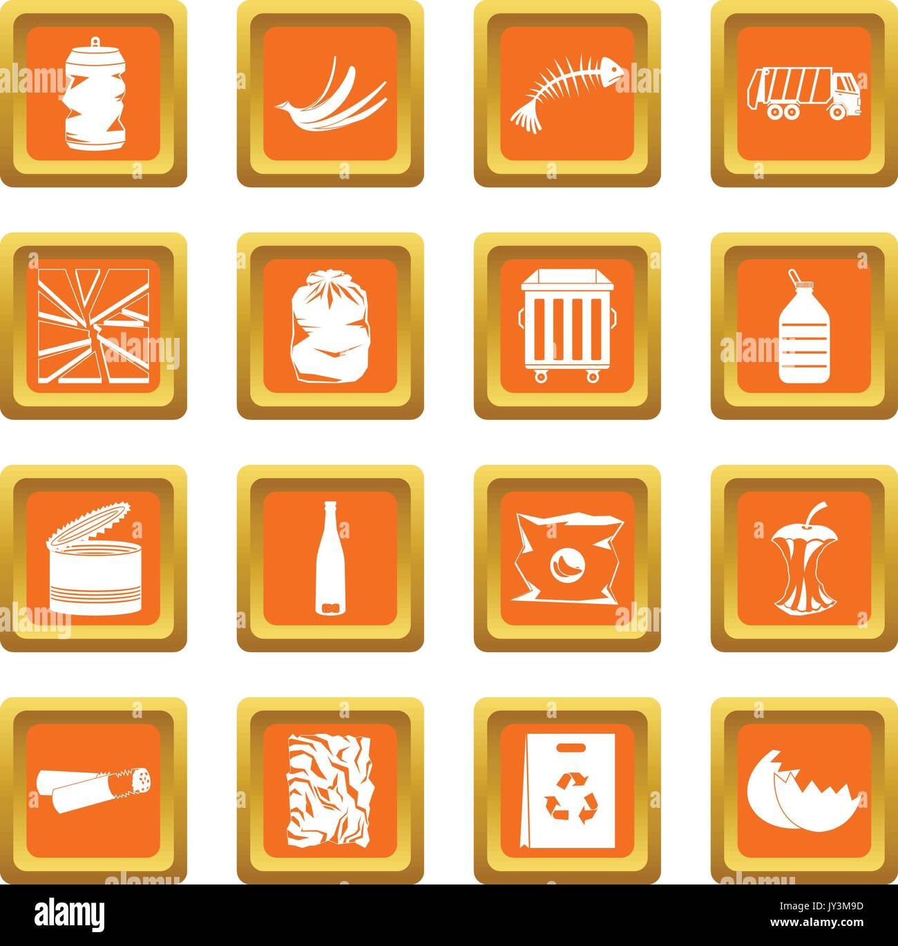 Waste and garbage icons set orange Stock Vector Image & Art - Alamy