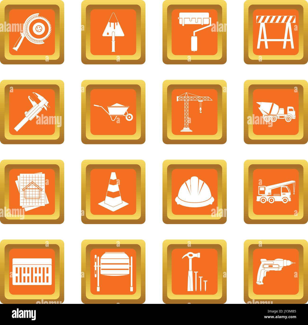 Architecture icons set orange Stock Vector Image & Art - Alamy