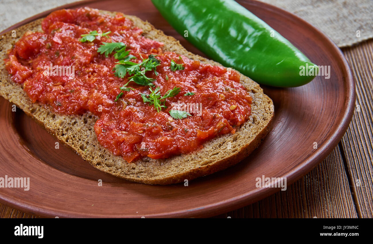 Zacusca - vegetable spread popular in Romania, ingredients are roasted ...