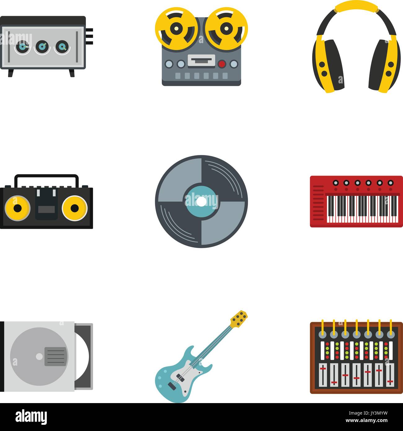 Music recording icon set, flat style Stock Vector Image & Art - Alamy