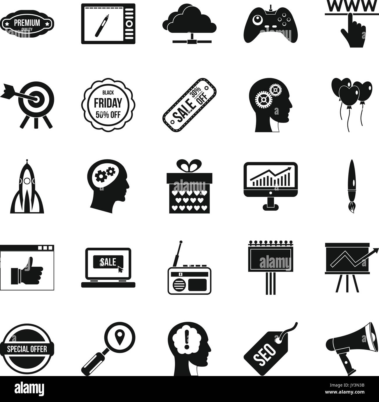 Media center icons set, simple style Stock Vector Image & Art - Alamy