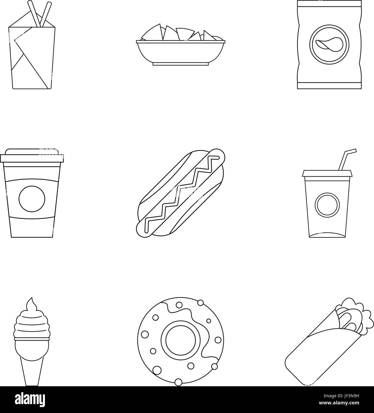 Unhealthy food icon set, outline style Stock Vector Image & Art - Alamy