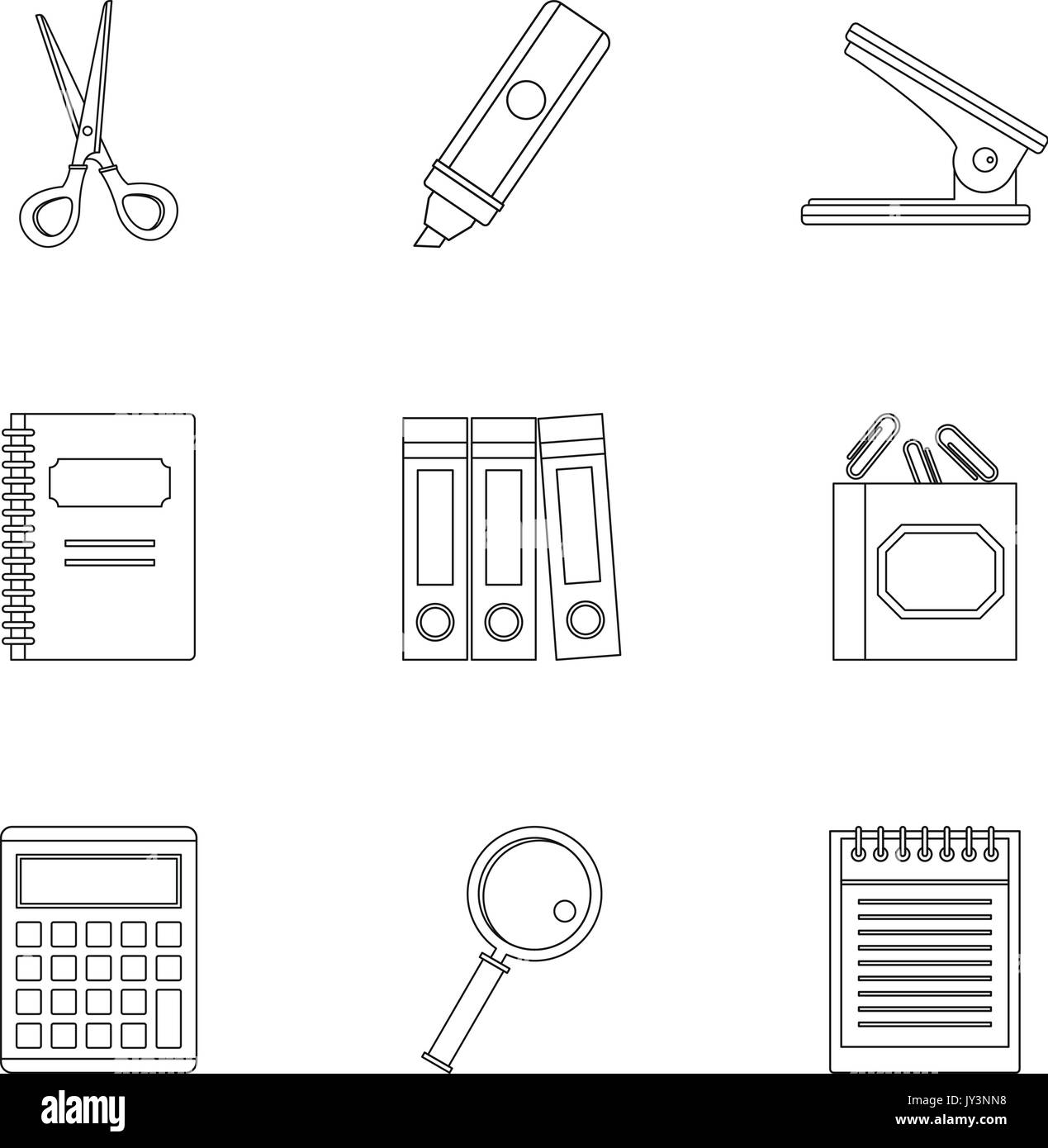 Office stuff icon set, outline style Stock Vector Image & Art - Alamy
