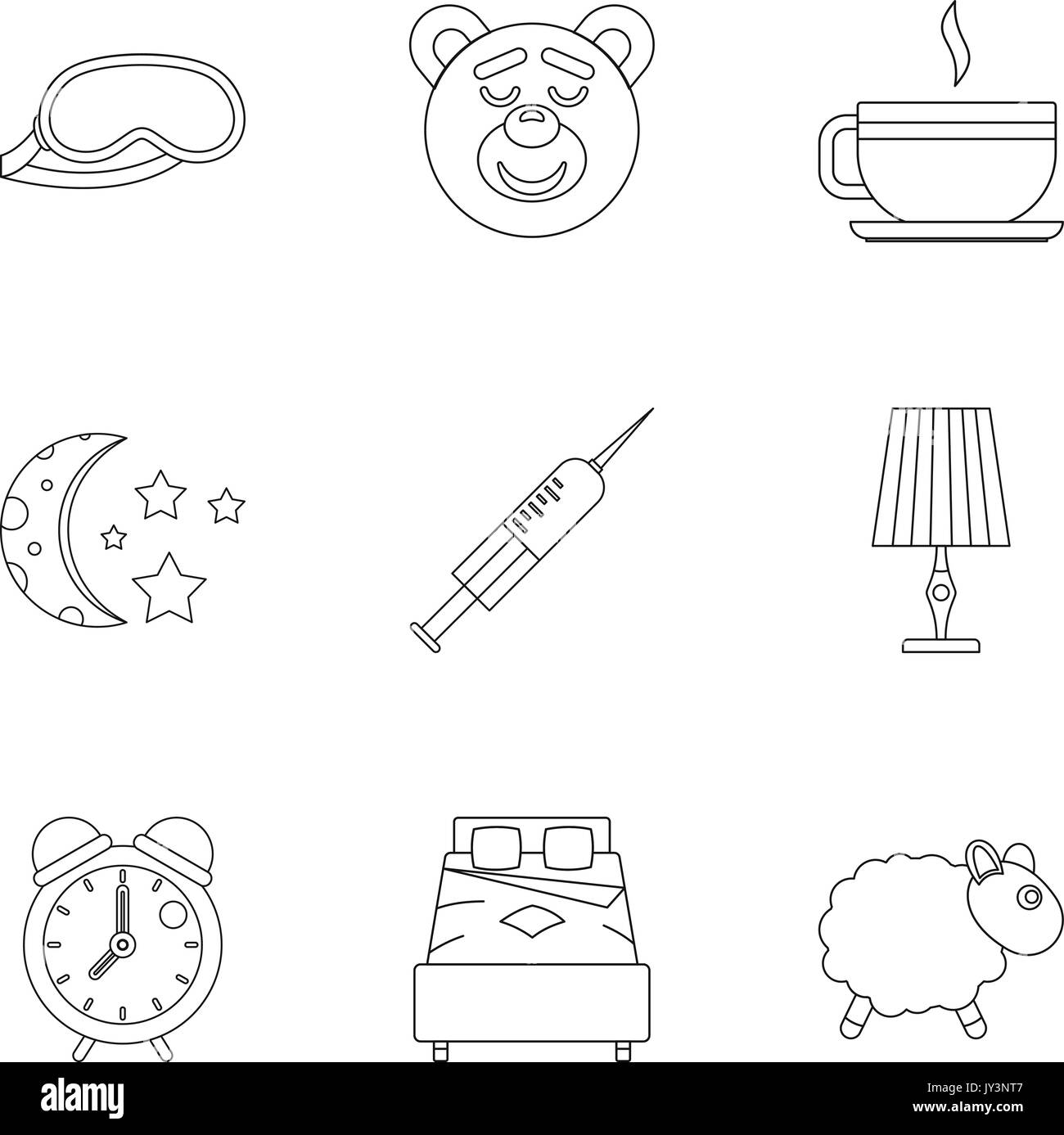Bed time rest icon set, outline style Stock Vector Image & Art - Alamy