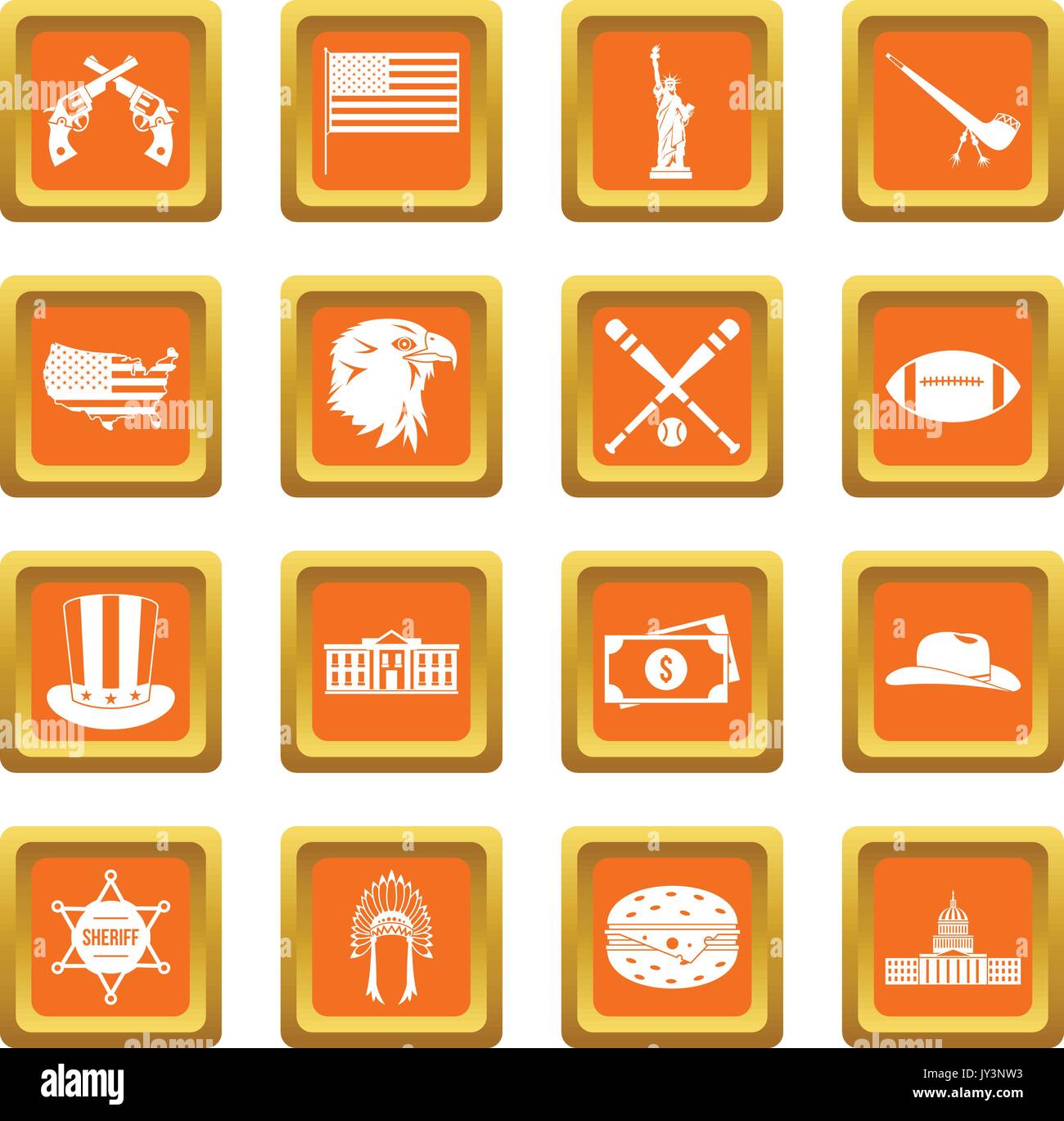 USA icons set orange Stock Vector Image & Art - Alamy