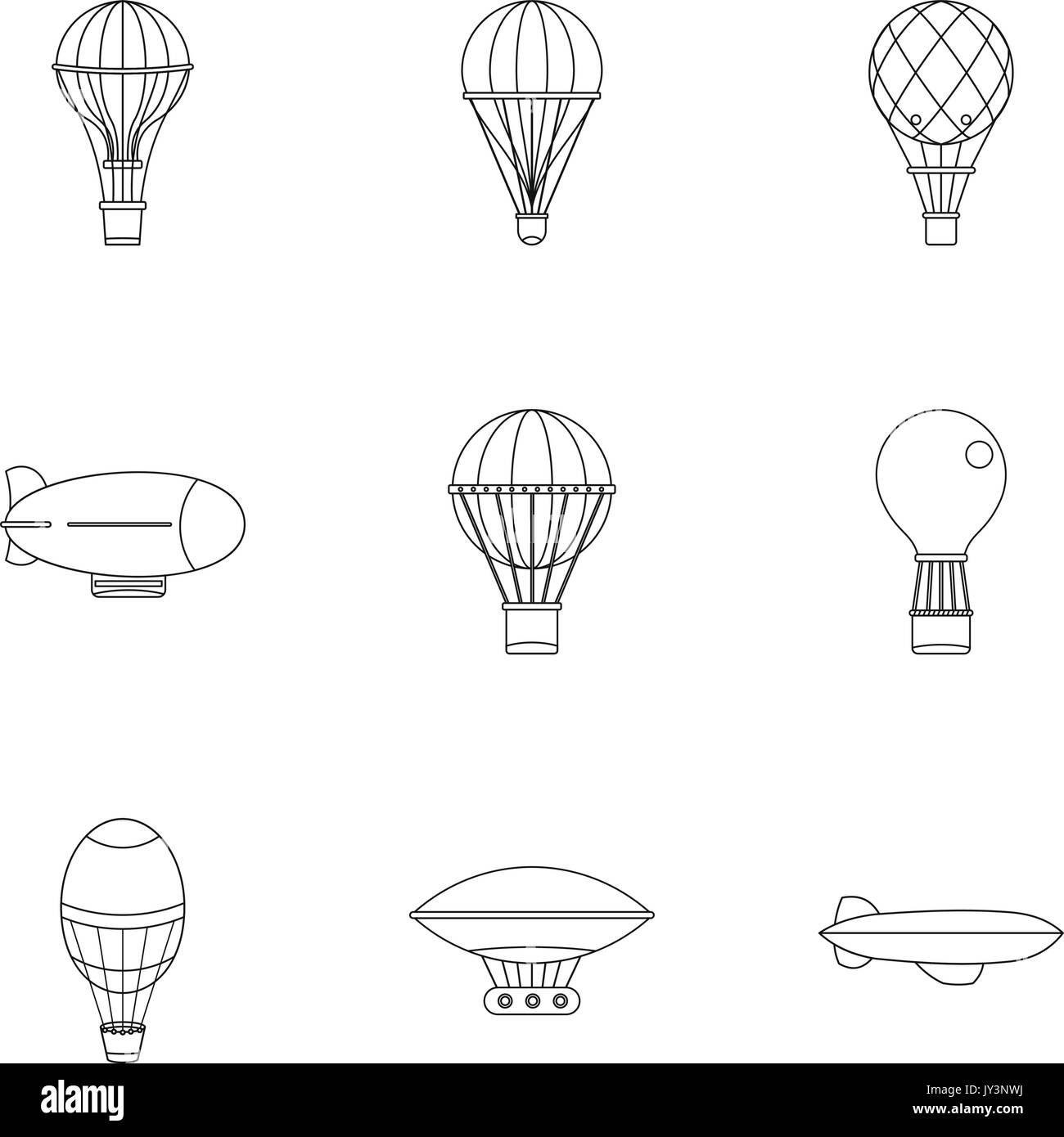 Airships icon set, outline style Stock Vector Image & Art - Alamy
