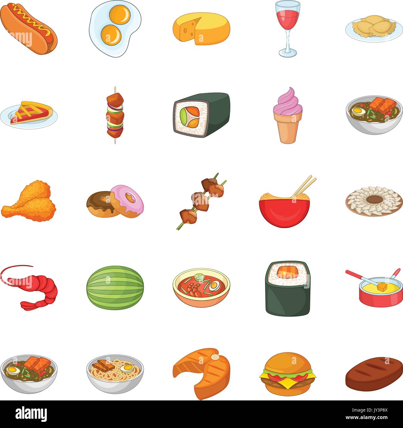 Dinner break icons set, cartoon style Stock Vector Image & Art - Alamy