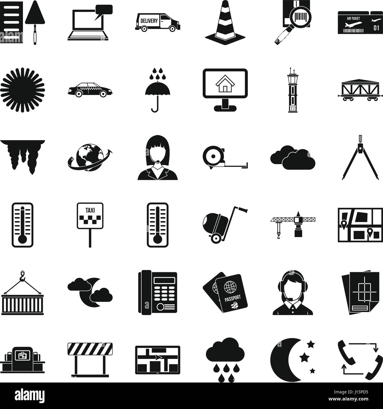 Professional dispatcher icons set, simple style Stock Vector Image ...