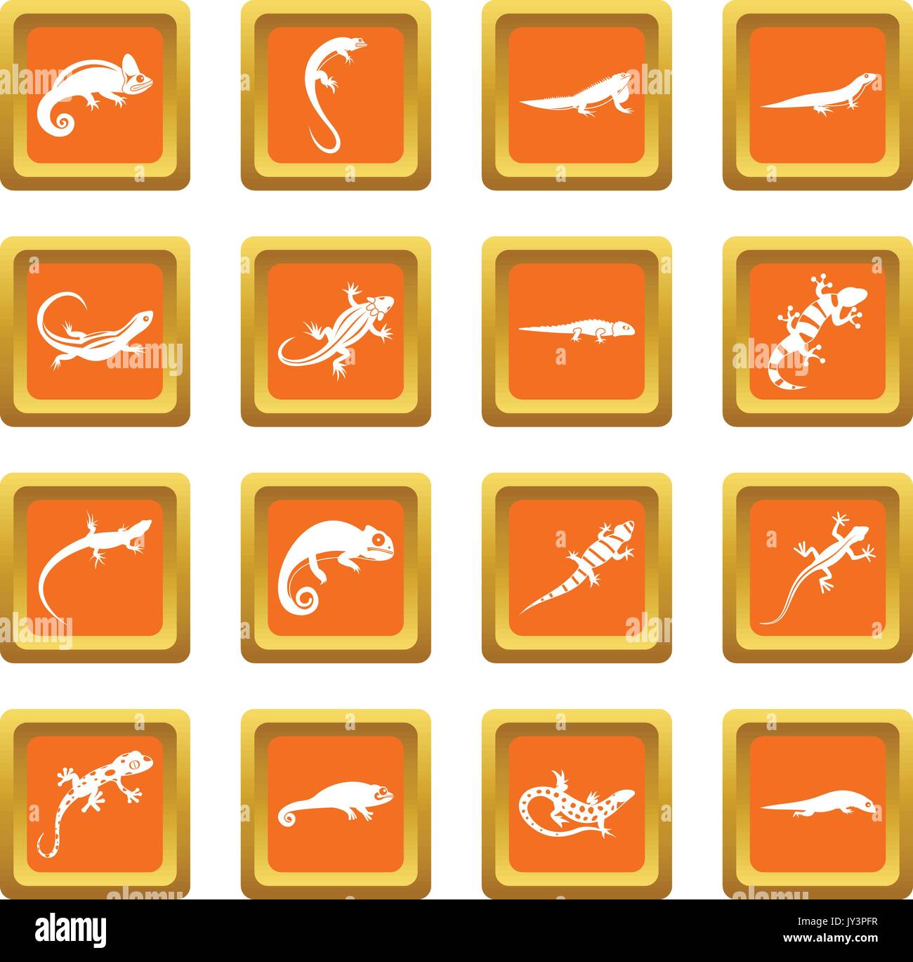 Lizard icons set orange Stock Vector Image & Art - Alamy
