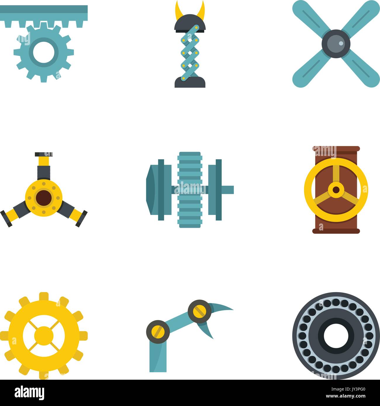 Mechanical gear icon set, flat style Stock Vector Image & Art - Alamy