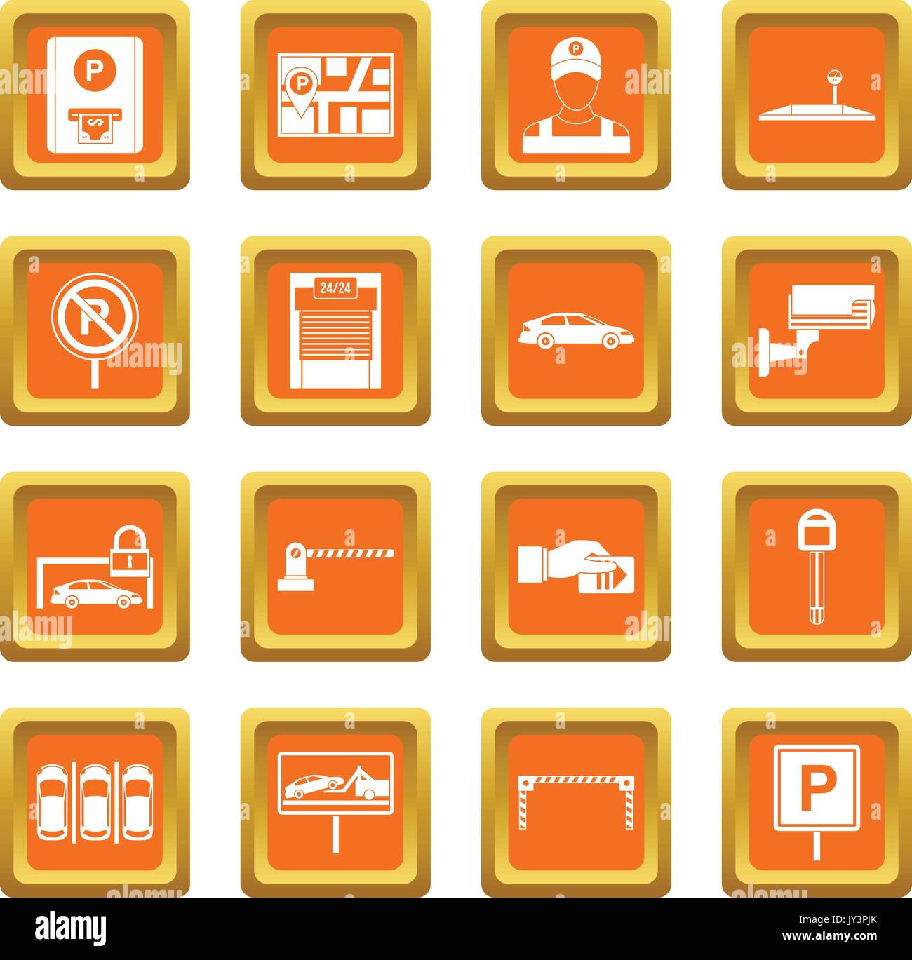 Car parking icons set orange Stock Vector Image & Art - Alamy