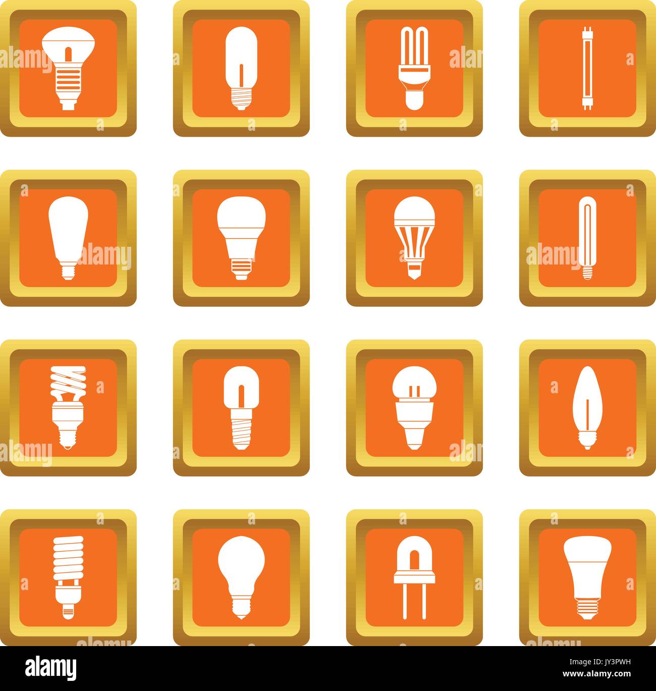 Light bulb icons set orange Stock Vector Image & Art - Alamy