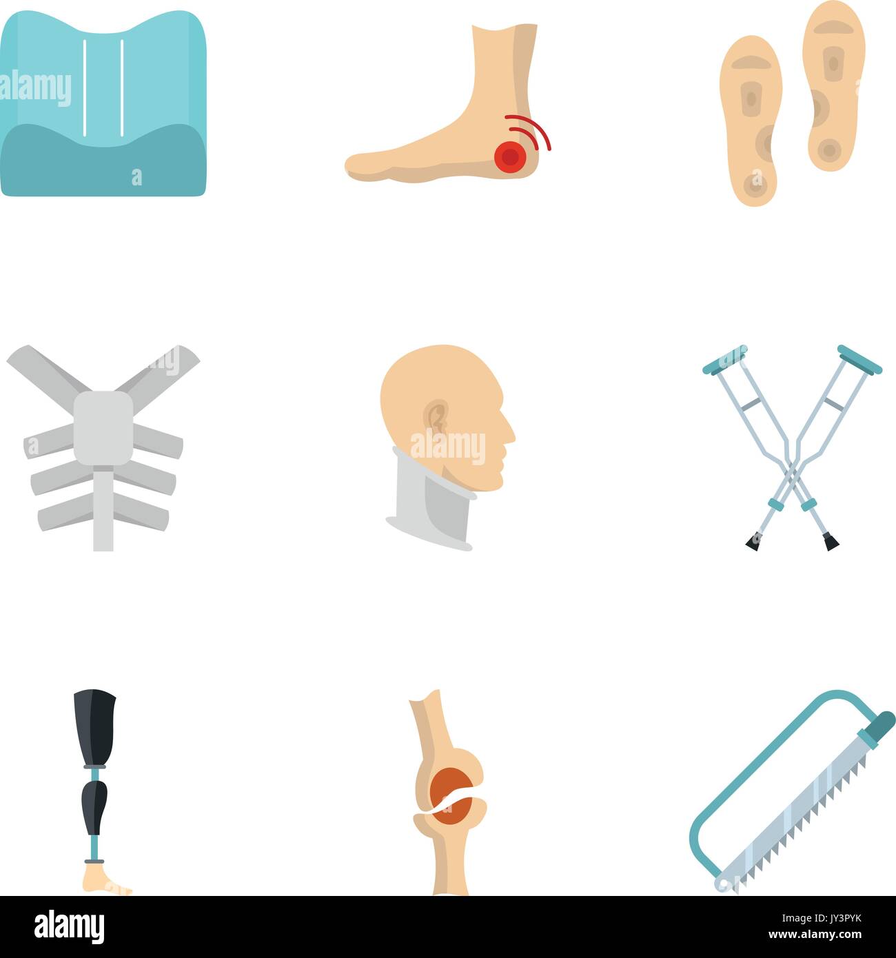 Traumatology and orthopedic icon set, flat style Stock Vector Image ...