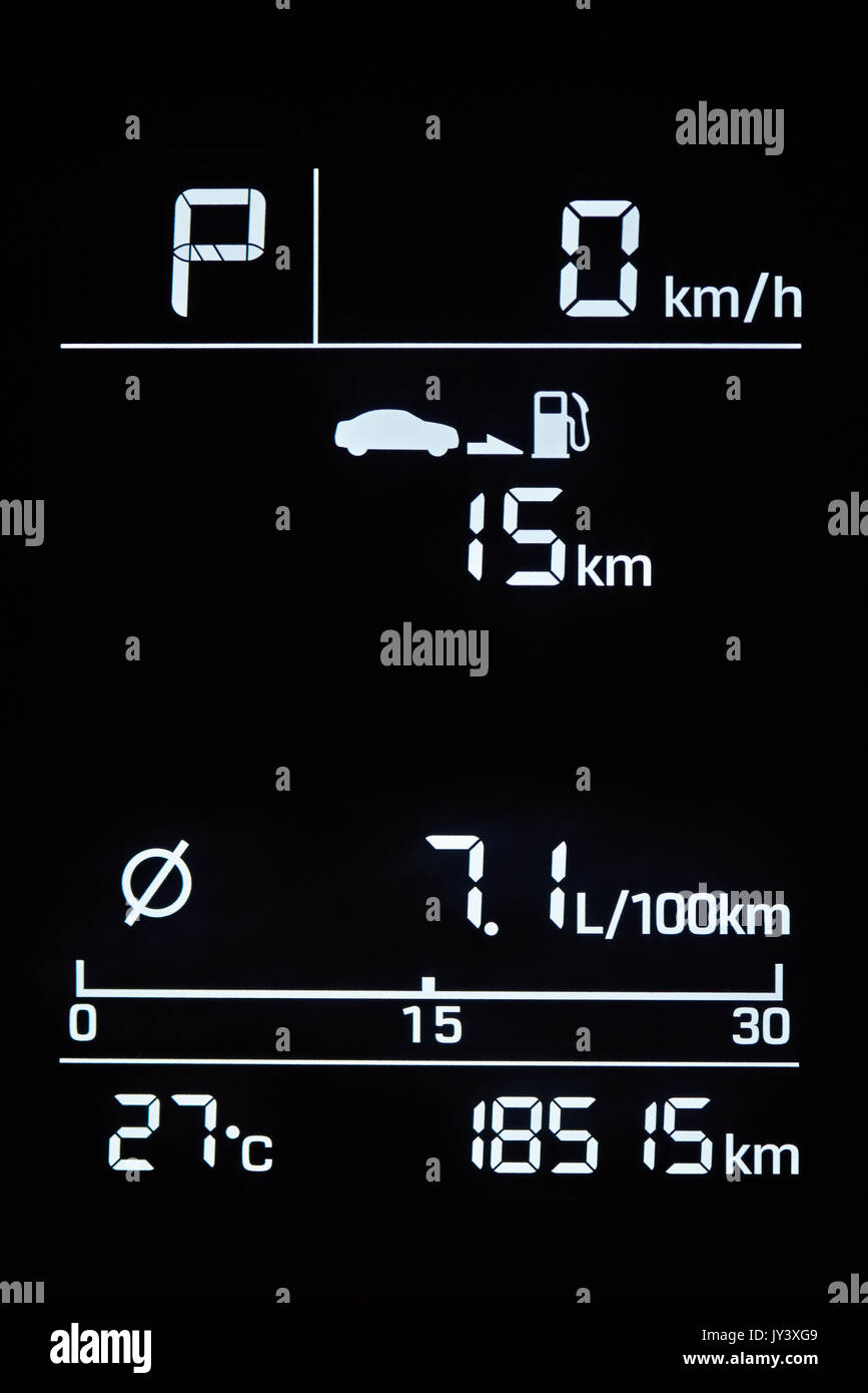 Modern car dashboard menu. Digital car indicator Stock Photo - Alamy