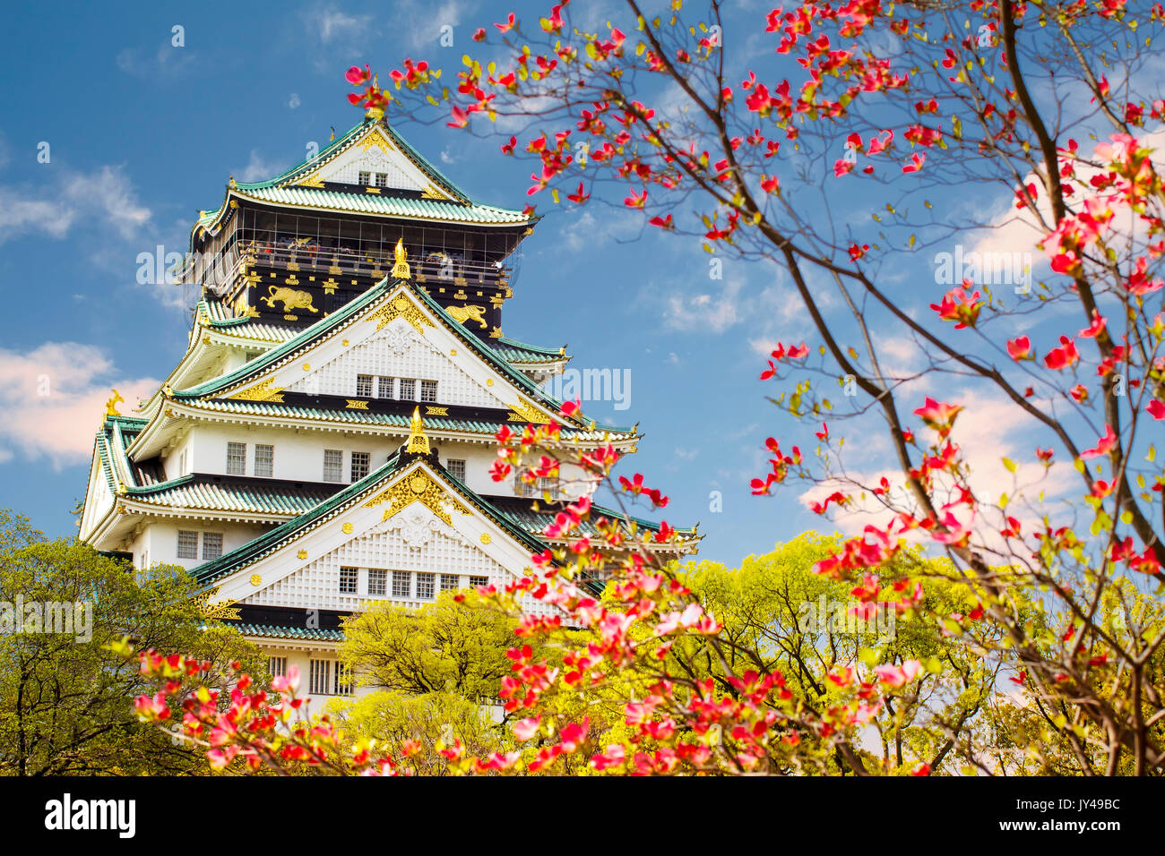 The beautiful Osaka Castle in Osaka with nice background, Japan Stock ...