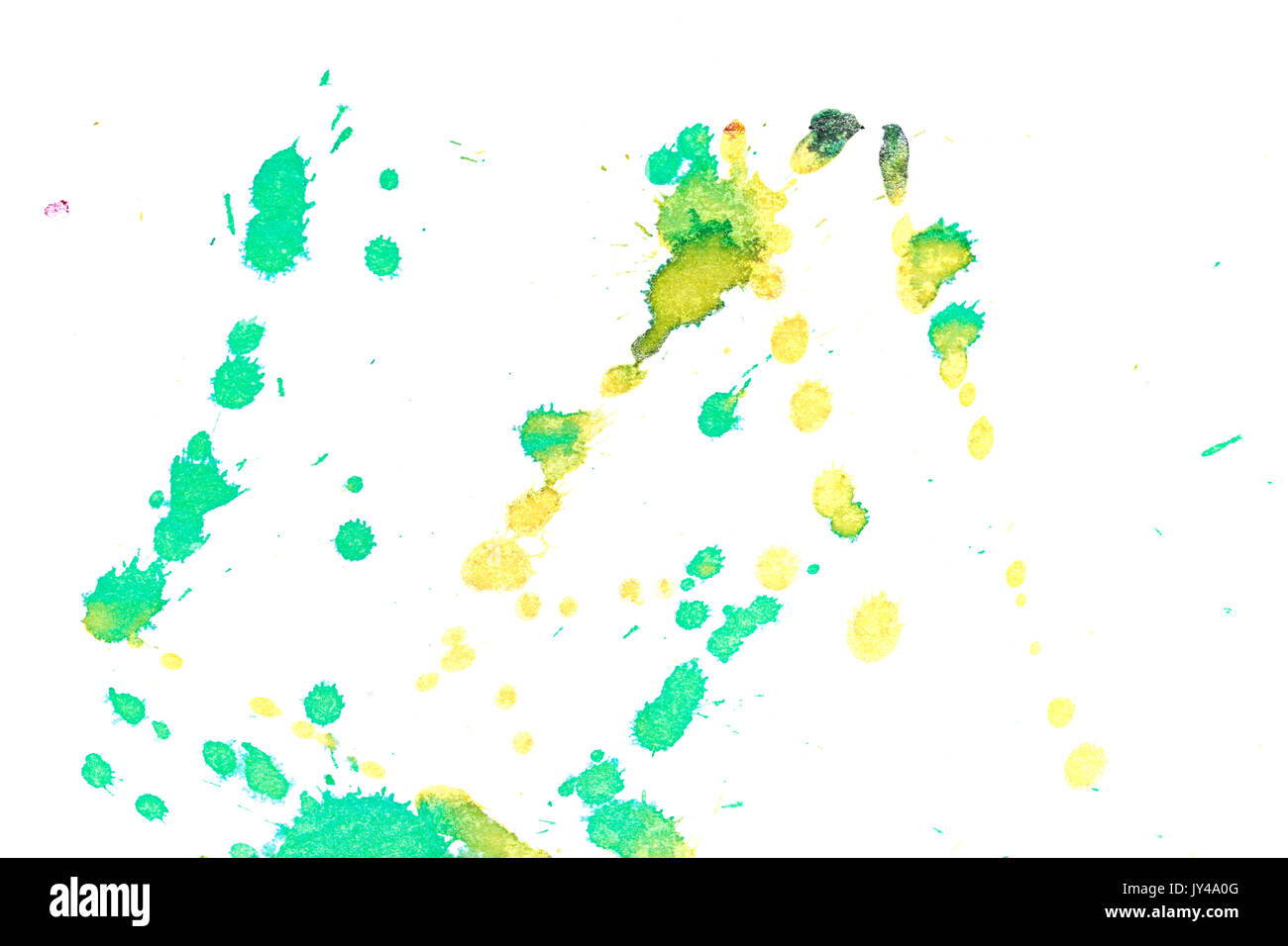 Abstract two-color yellow green ink splash. Ink blots. Elements of ...