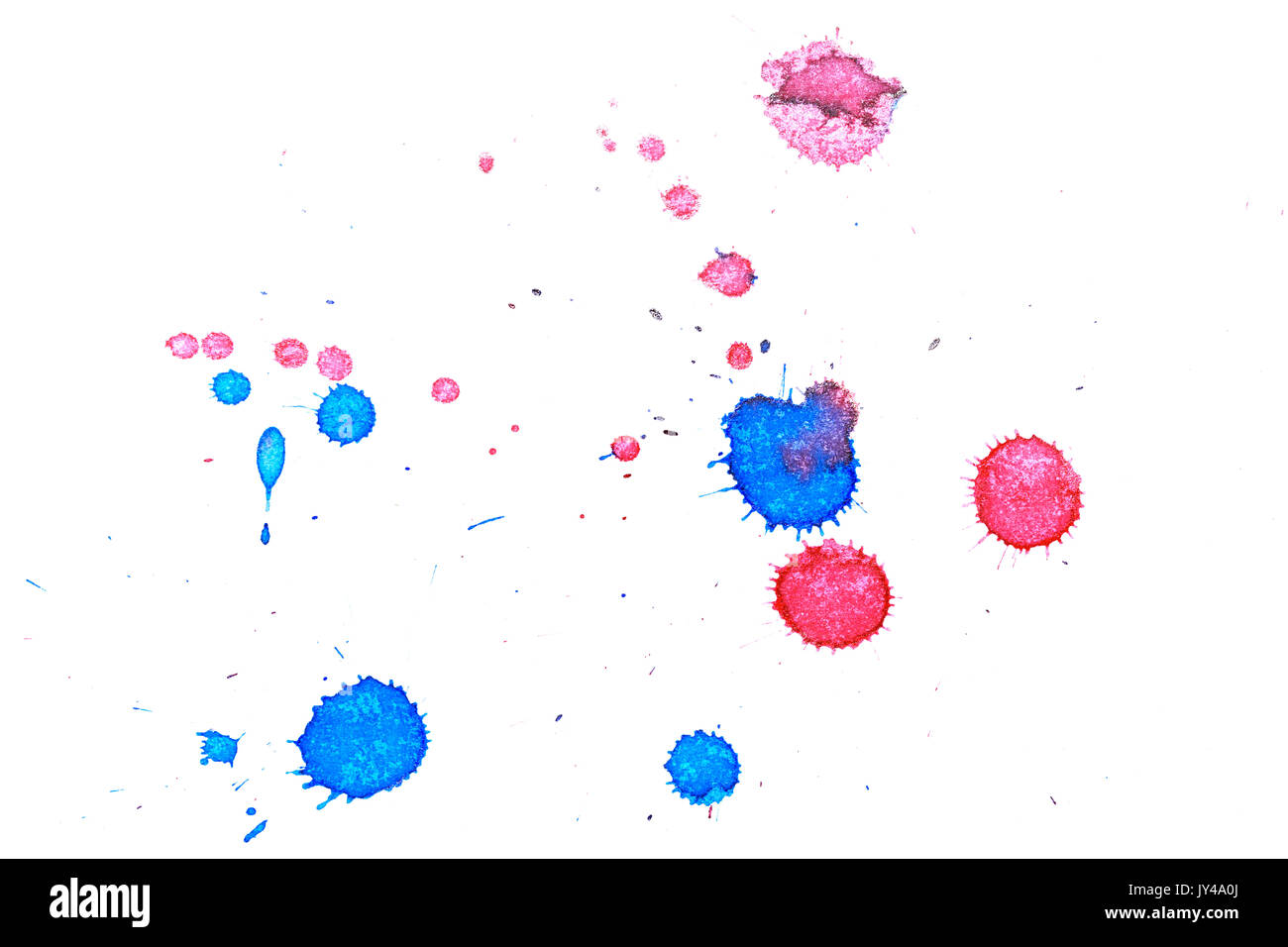 Abstract two-color red blue ink splash. Ink blots. Elements of design ...