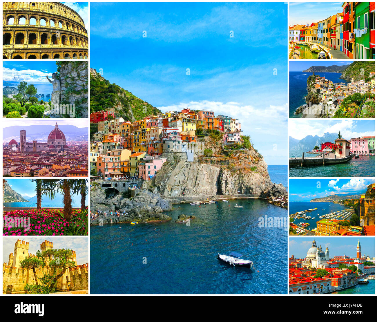 Collage from photos of Italy on white background Stock Photo - Alamy