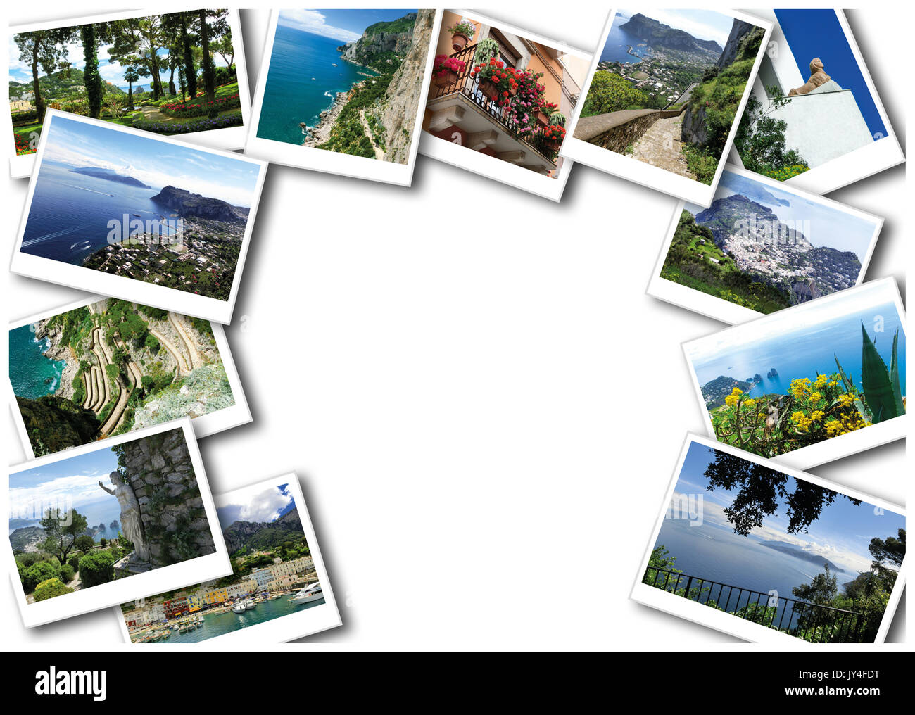The collage from views of Capri island, Italy, near Naples Stock Photo ...