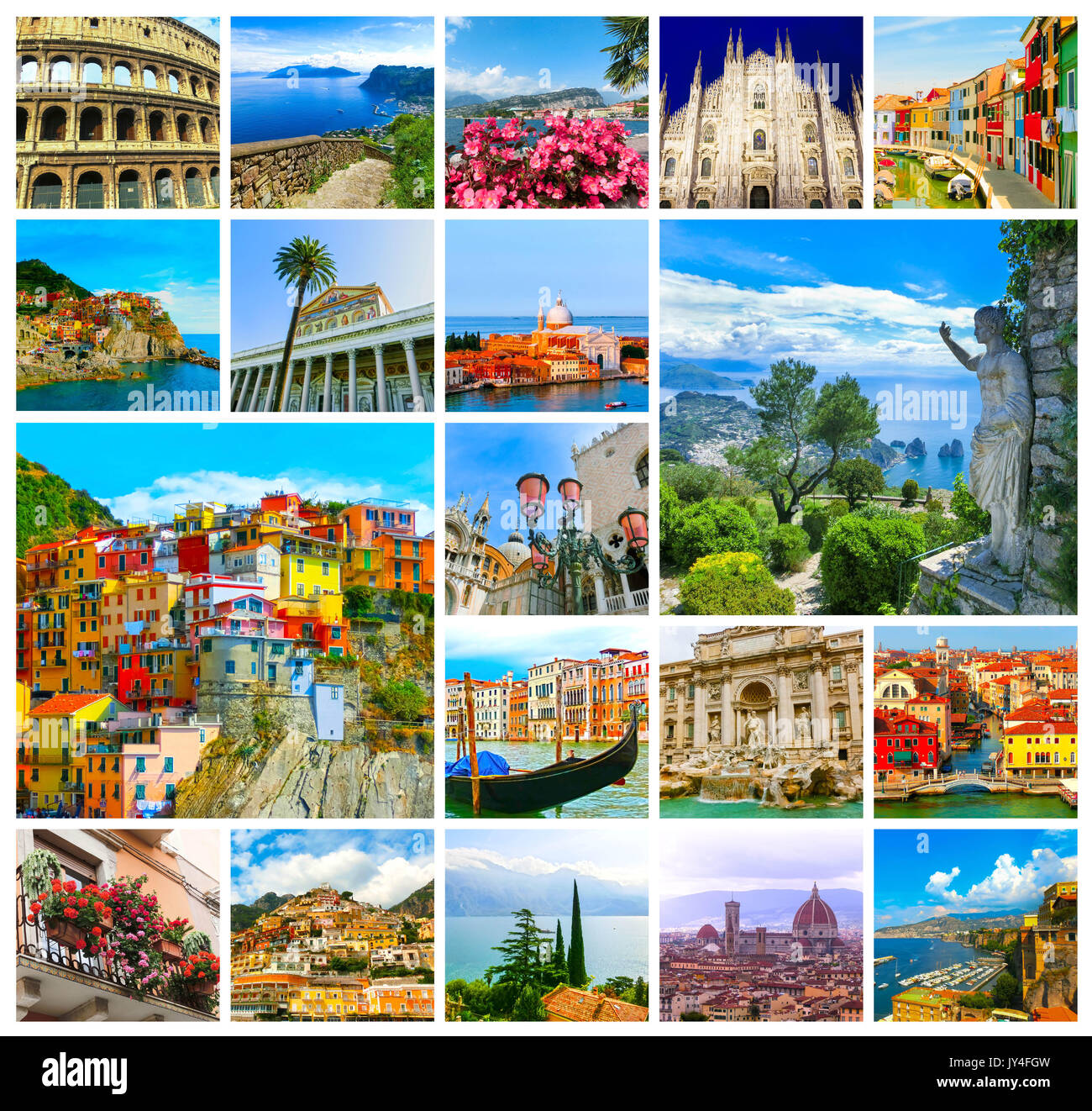 Collage from photos of Italy on white background Stock Photo - Alamy