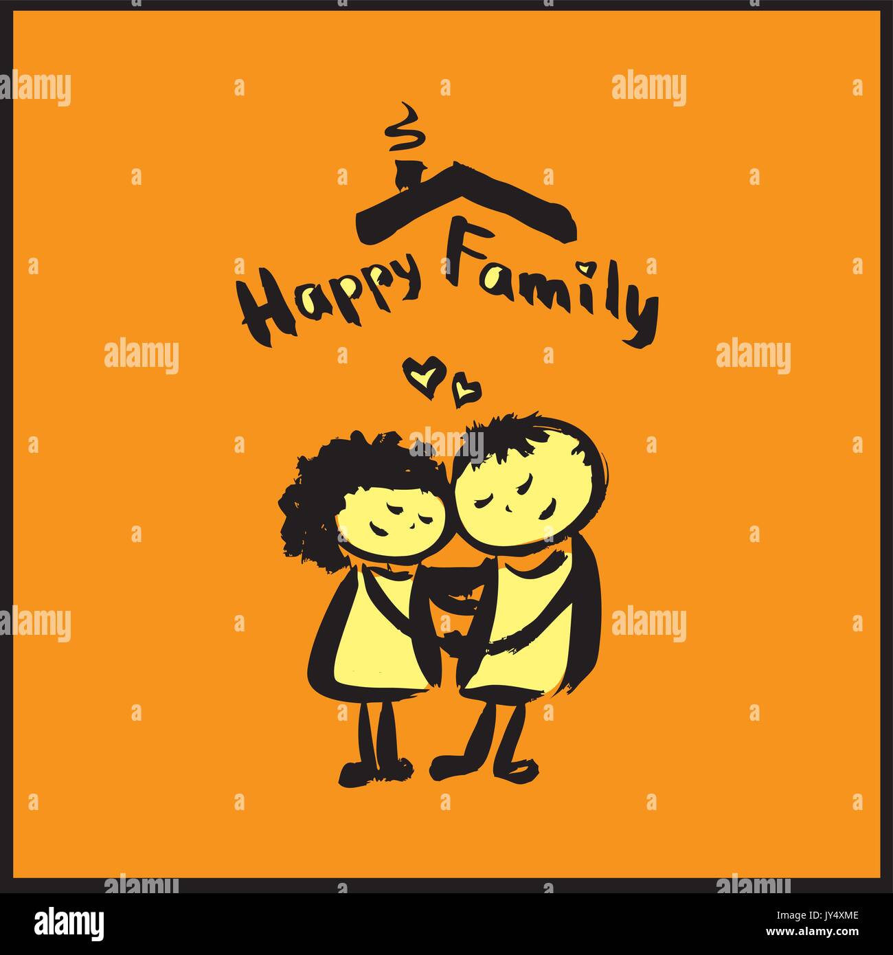 hand drawing cartoon character happy family, vector Stock Vector Image ...