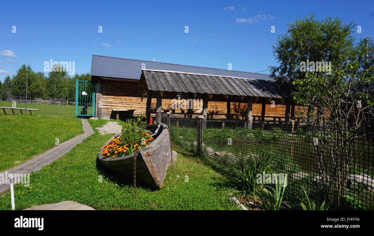 Russia Countryside home and animals Stock Photo - Alamy