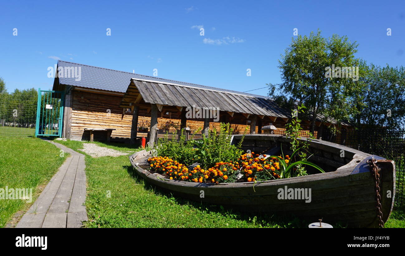 Russia Countryside home and animals Stock Photo - Alamy