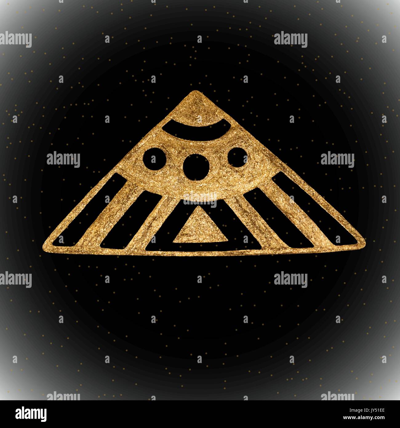 Vector gold hand drawn ethnic tribal element isolated on black ...